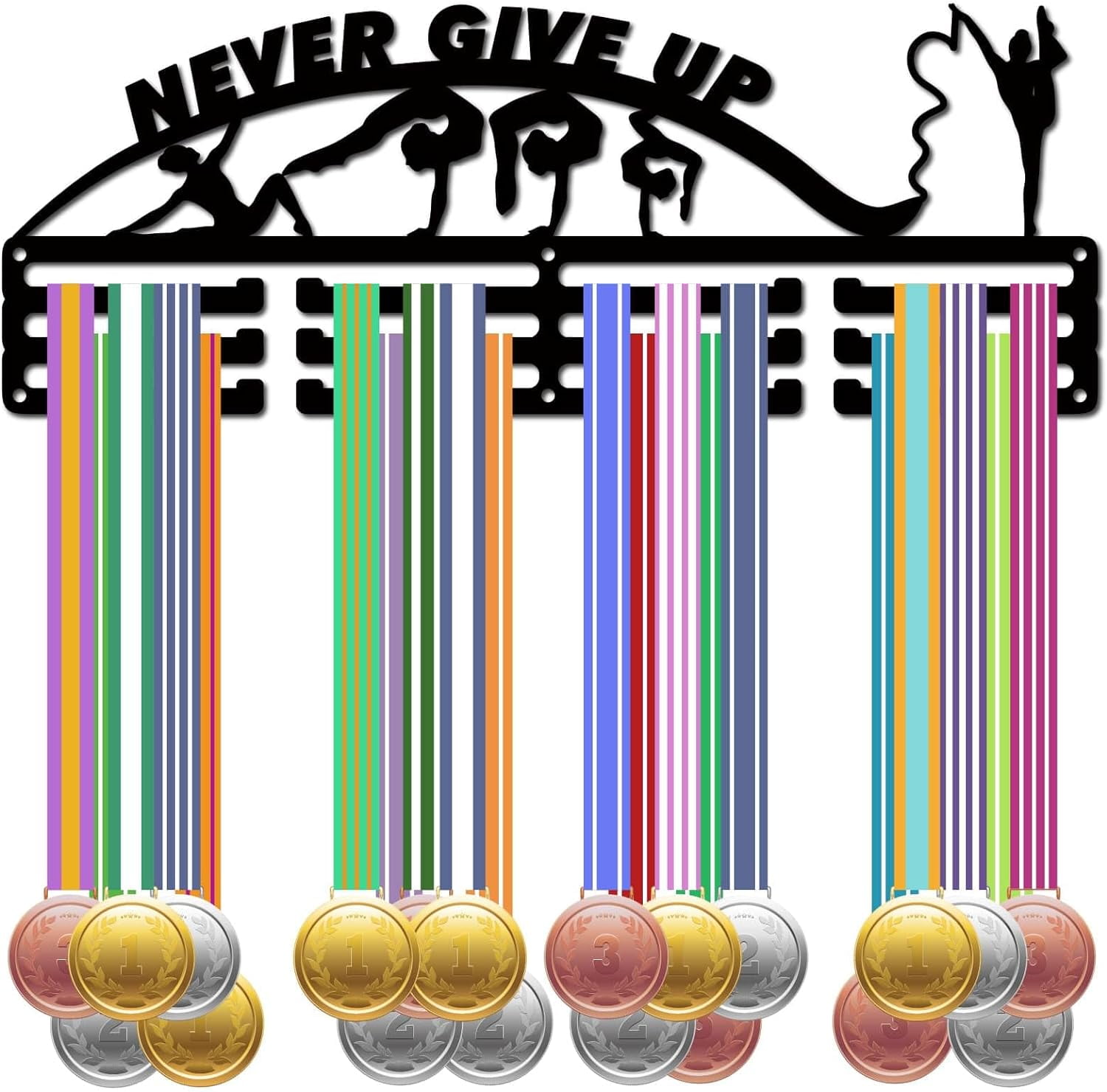 Never Give Up Medal Holder Medal Hanger Display Gymnastics Wall Mounted ...