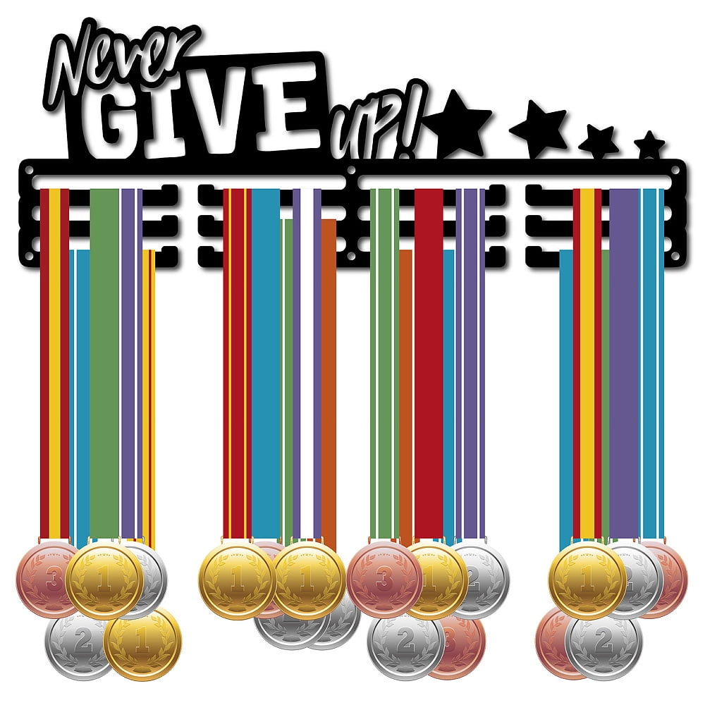 Never Give Up Medal Holder Sport Medals Display Hanger Decor Iron Metal ...