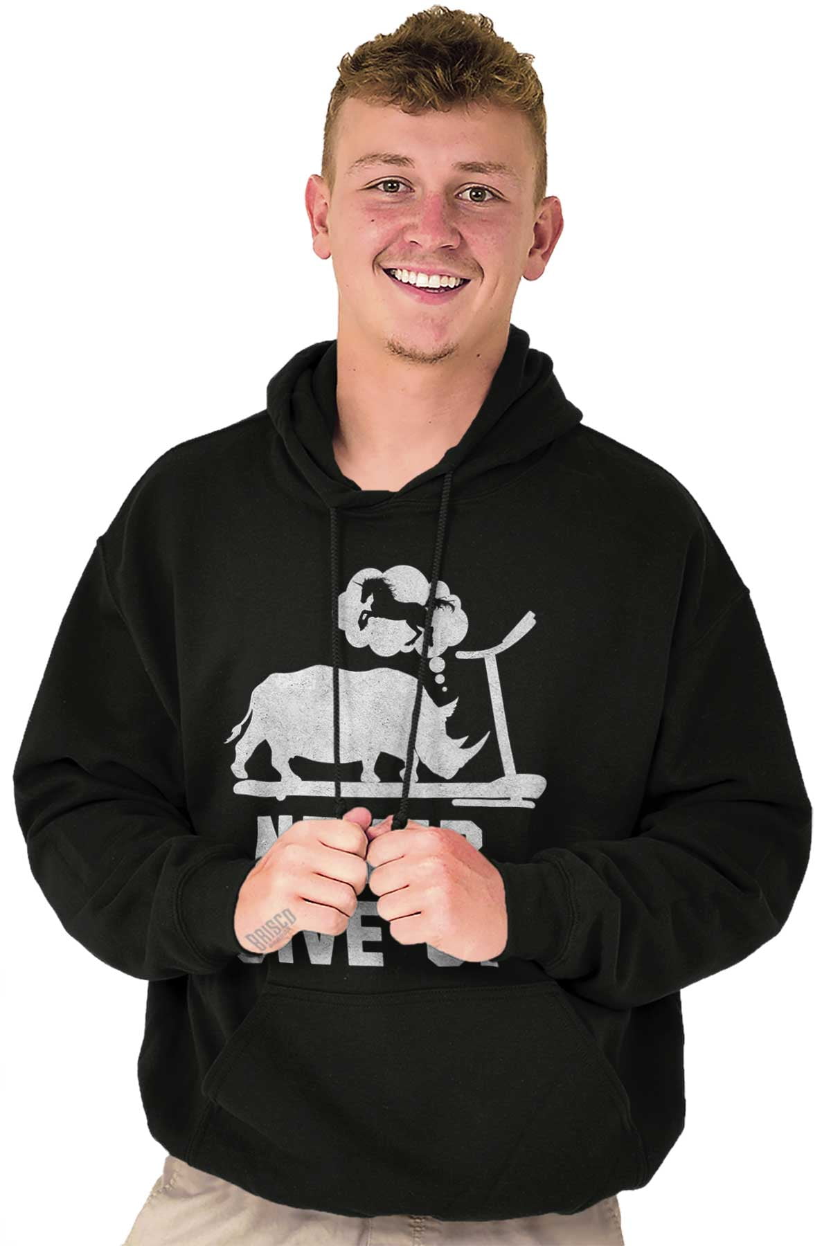 Never Give Up Rhino to Unicorn Gym Unisex Plus Size Hoodie Brisco ...