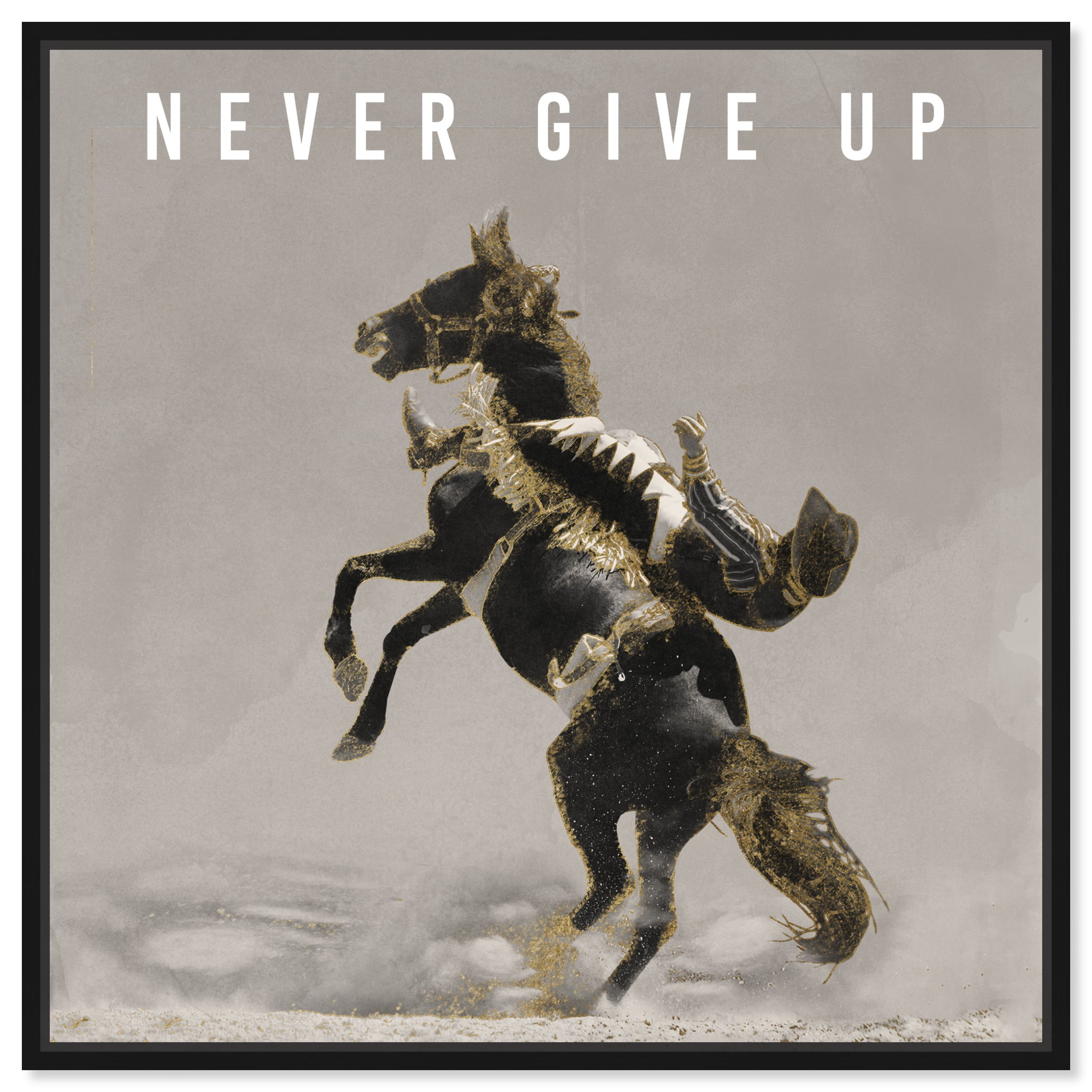 Never Give Up Rodeo Manly Inspirational Cowboy Canvas Wall Art by ...