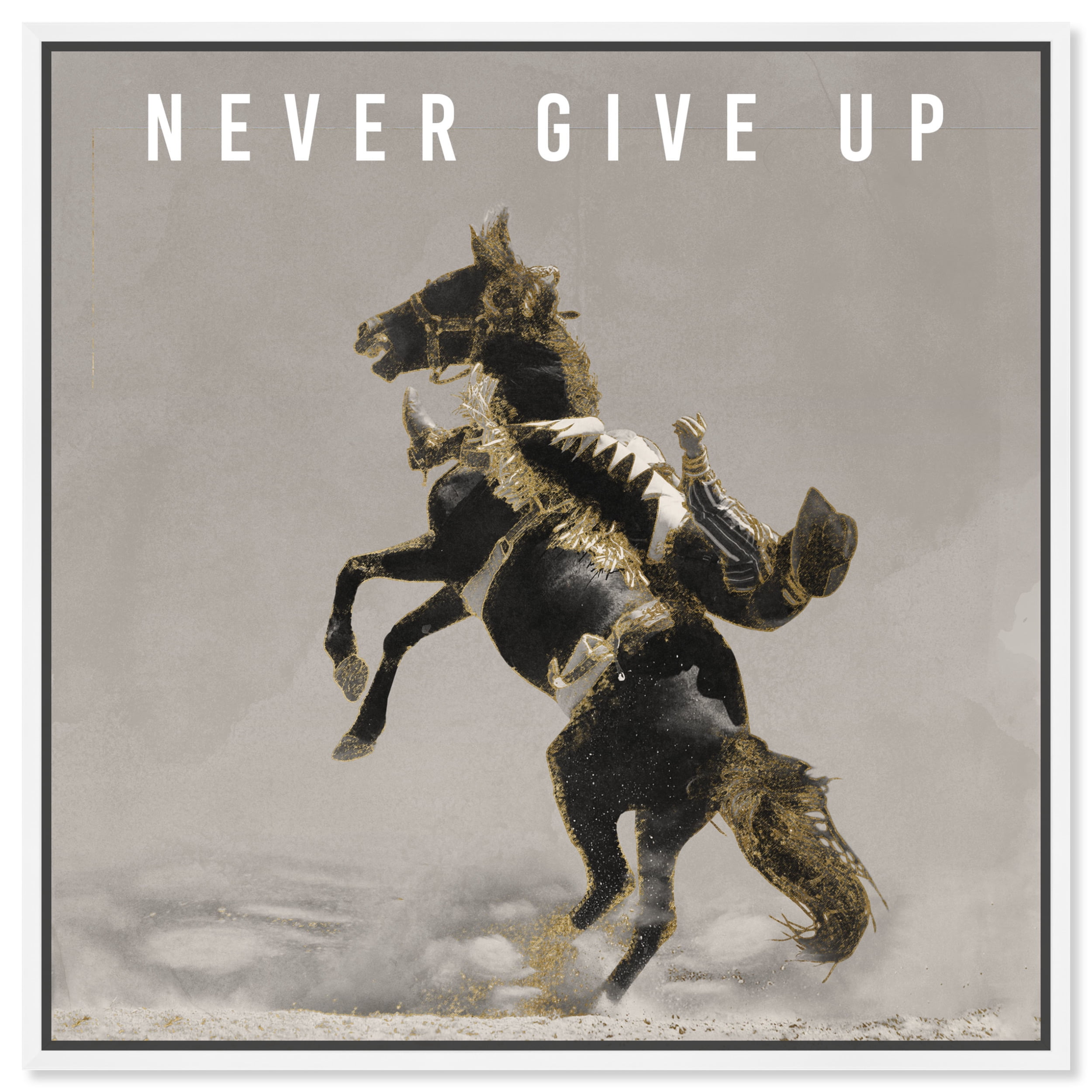 Never Give Up Rodeo Manly Inspirational Cowboy Canvas Wall Art by ...
