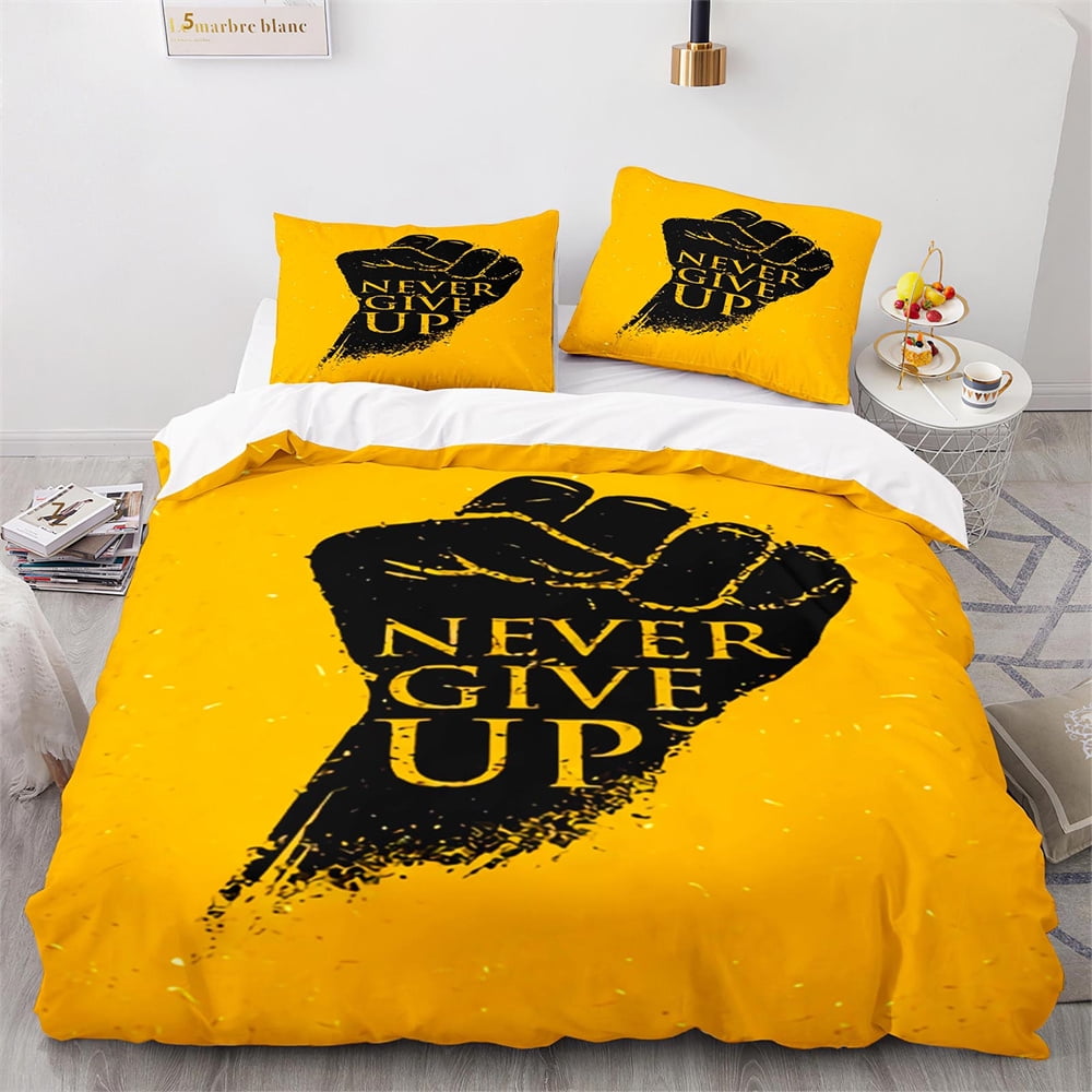 Never Give Up Theme Duvet Cover Set White Cloud Pattern King Size ...