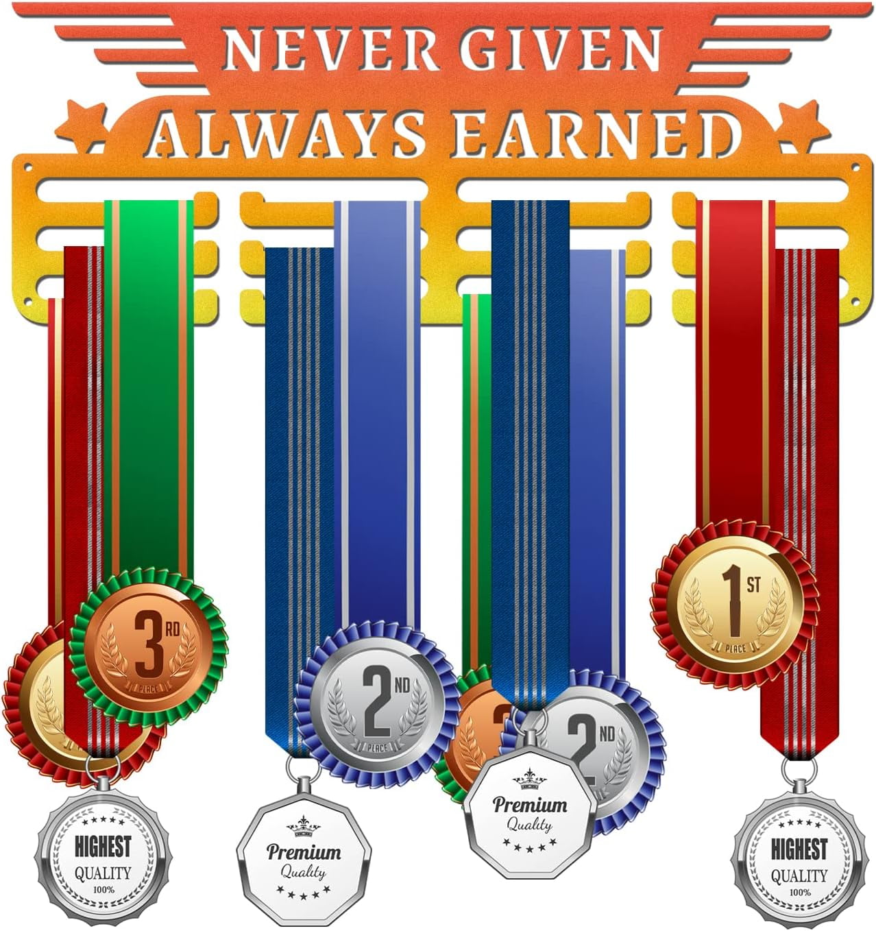 Never Given Always Earned Medal Holder Display Hanger Rack Frame for ...