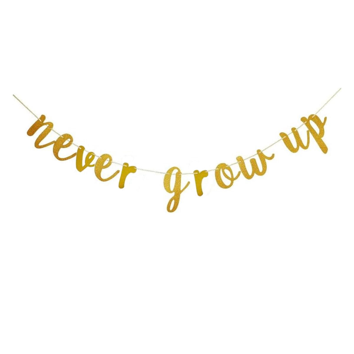 Never Grow Up Banner, Gold Paper Kids Baby Birthday Party Sign Supplies ...