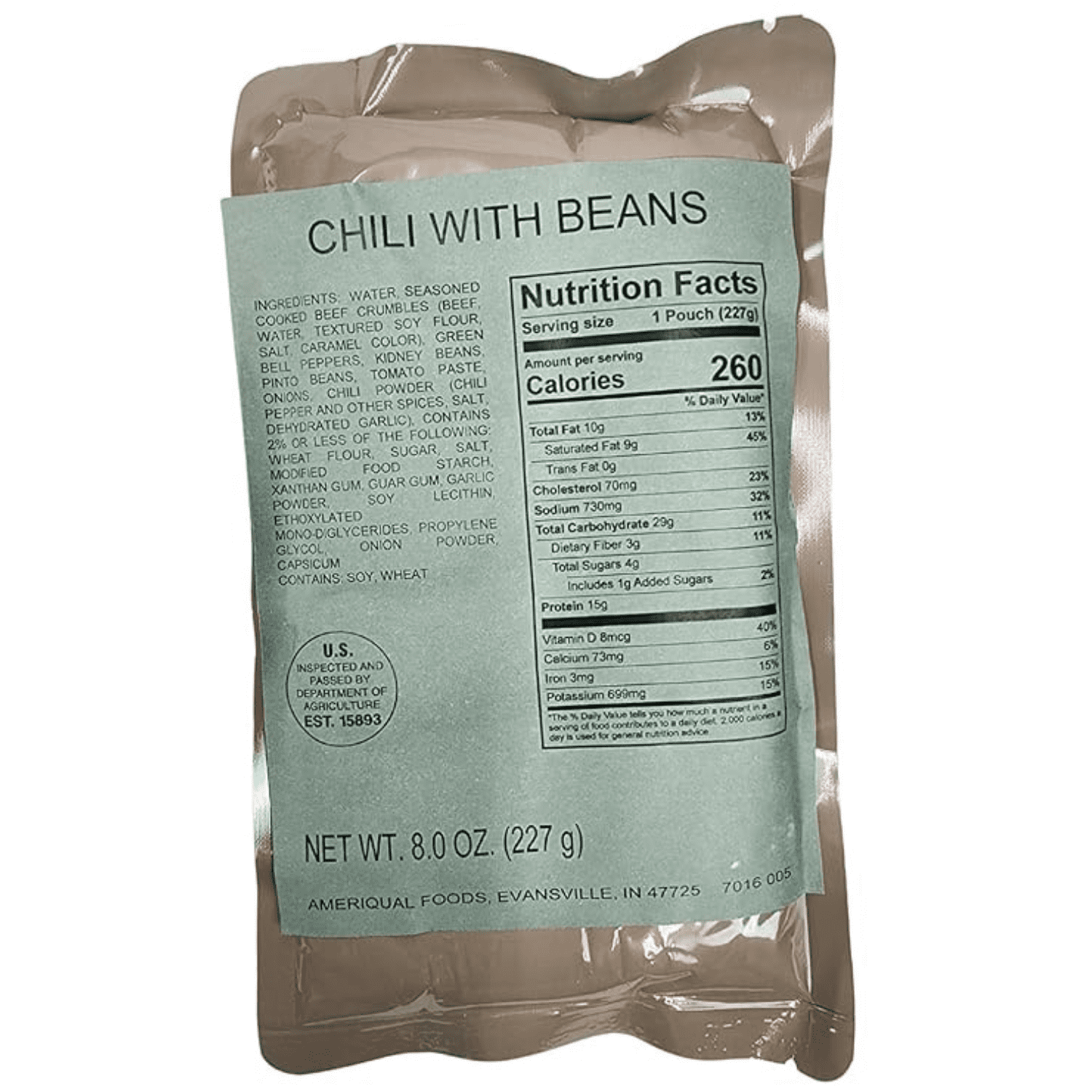 Never Issued MRE Entree: Chili With Beans (3 Pack) - Walmart.com