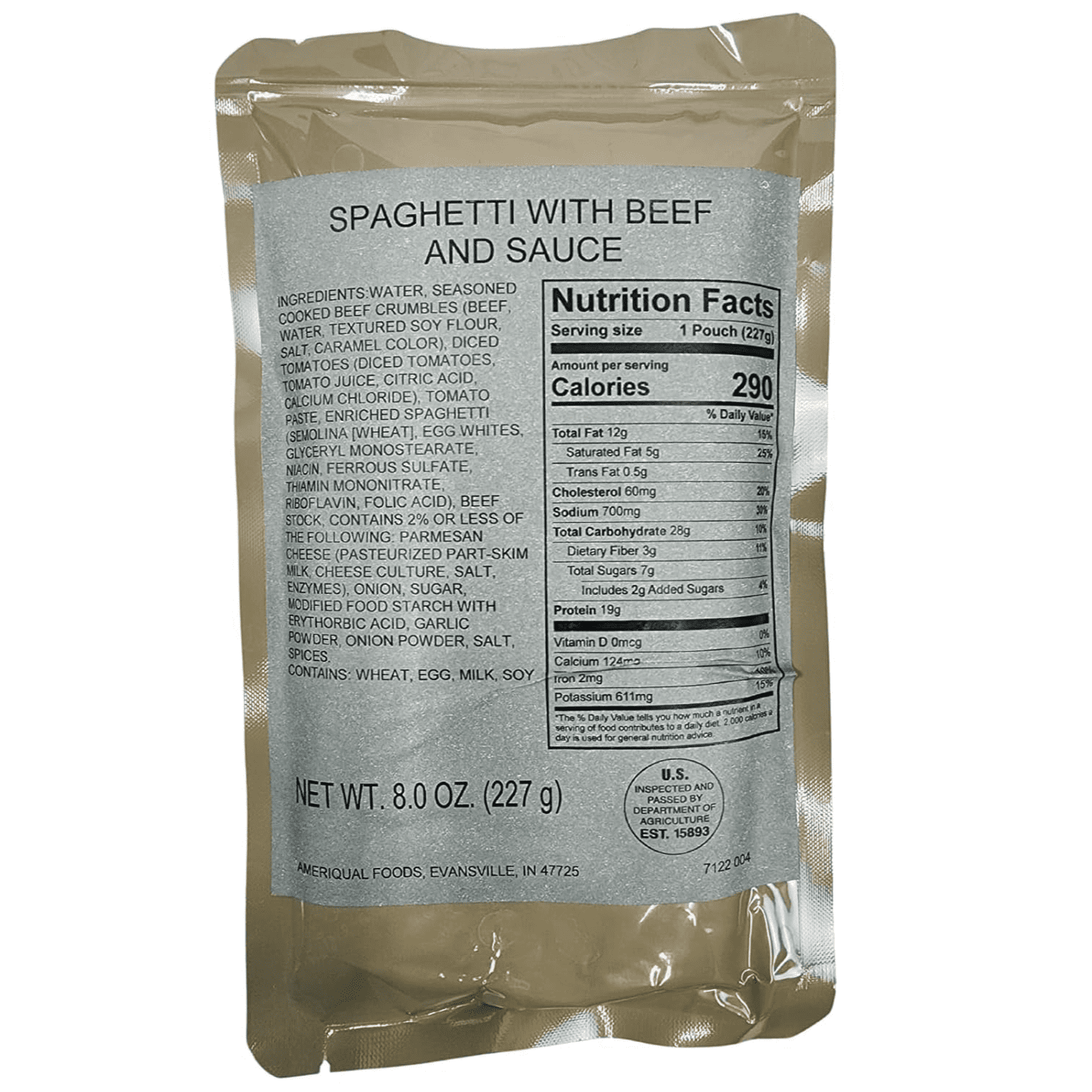 Never Issued MRE Entree: Spaghetti With Beef And Sauce (12 Pack ...
