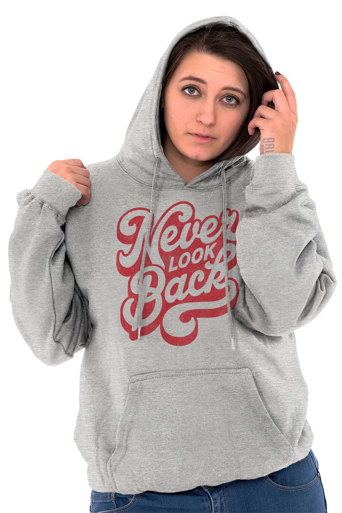 Never Look Back Positive Motivation Women Plus Size Hoodie Brisco ...
