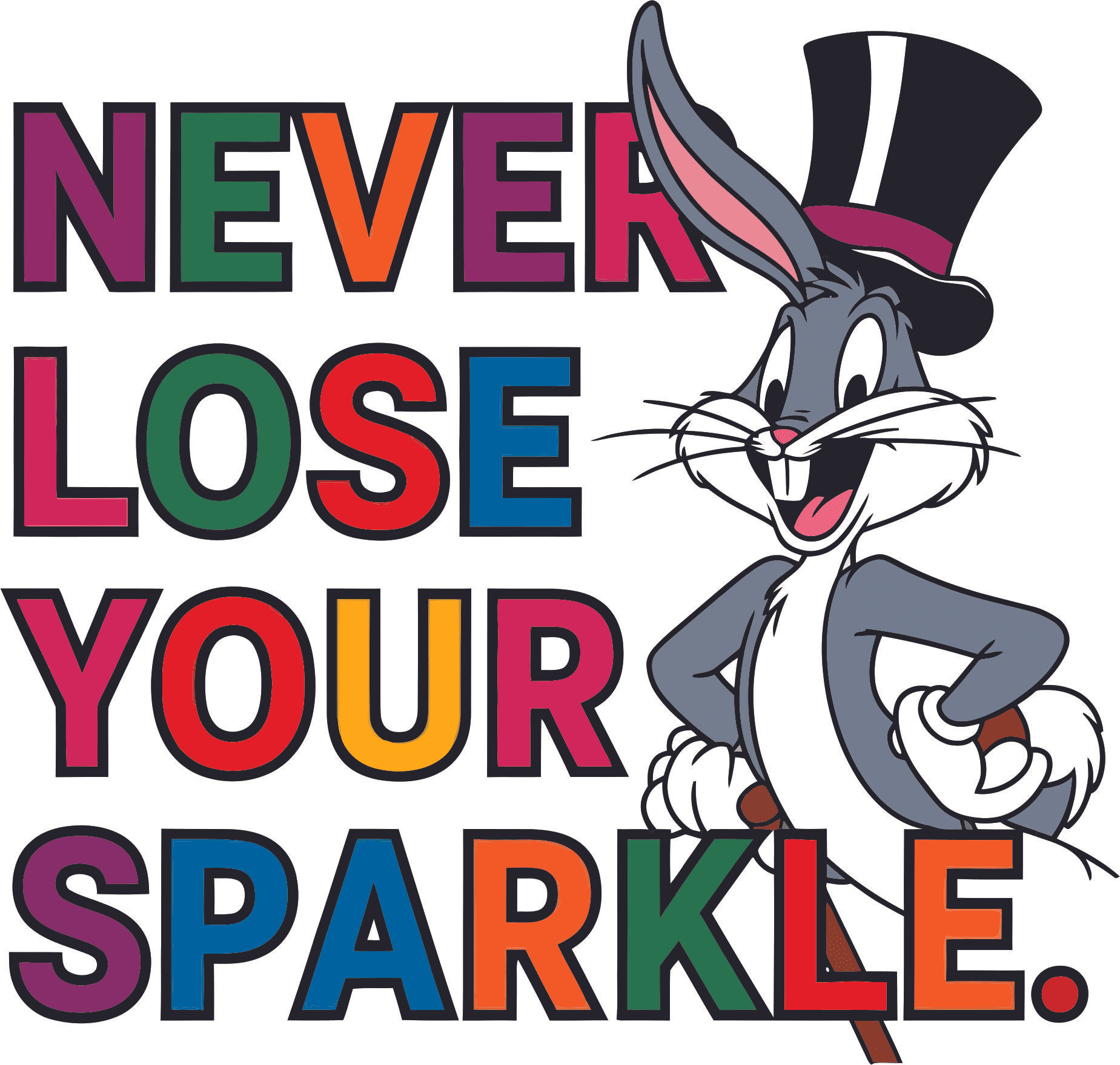 Never Lose Your Sparkle Rabbit Bunny Fun Mantra Cartoon Character ...