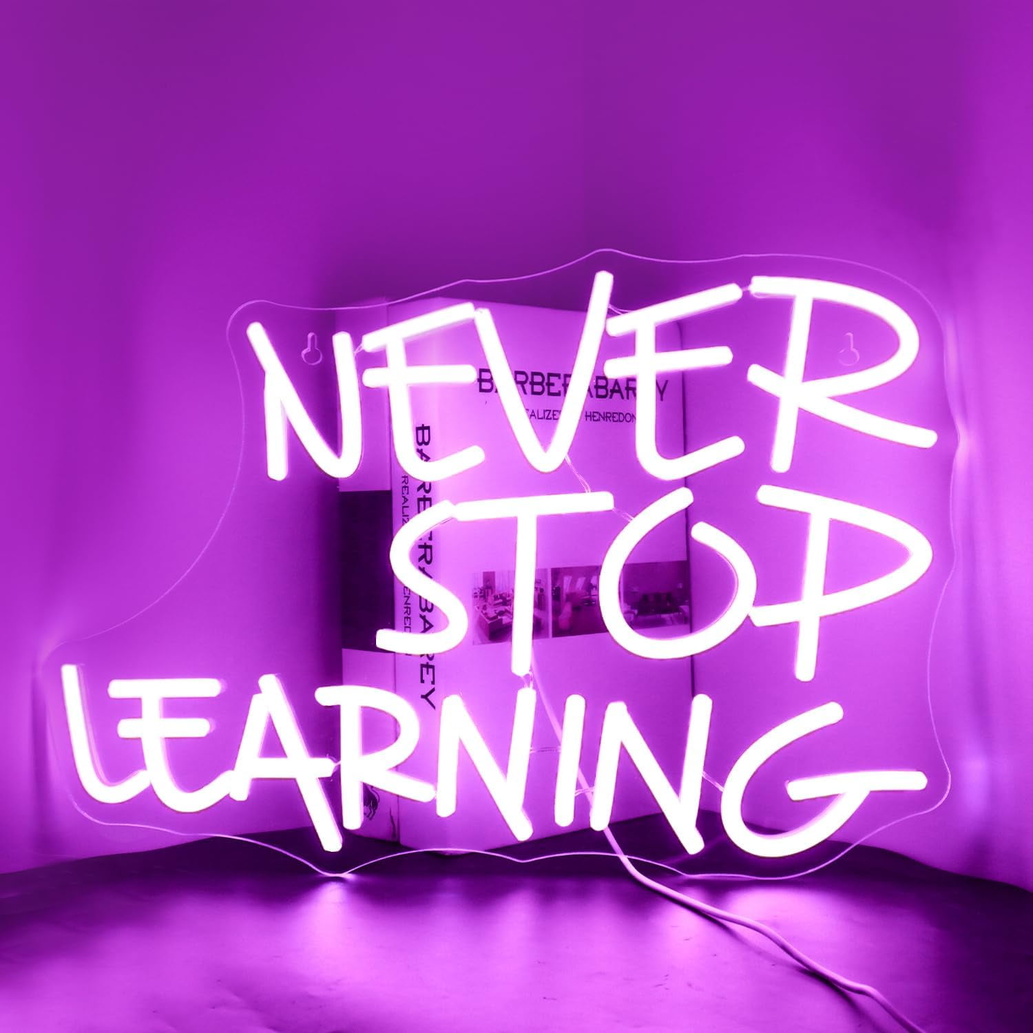 Never Stop Learning Neon Sign, Purple LED Wall Neon Light, Letters Neon ...