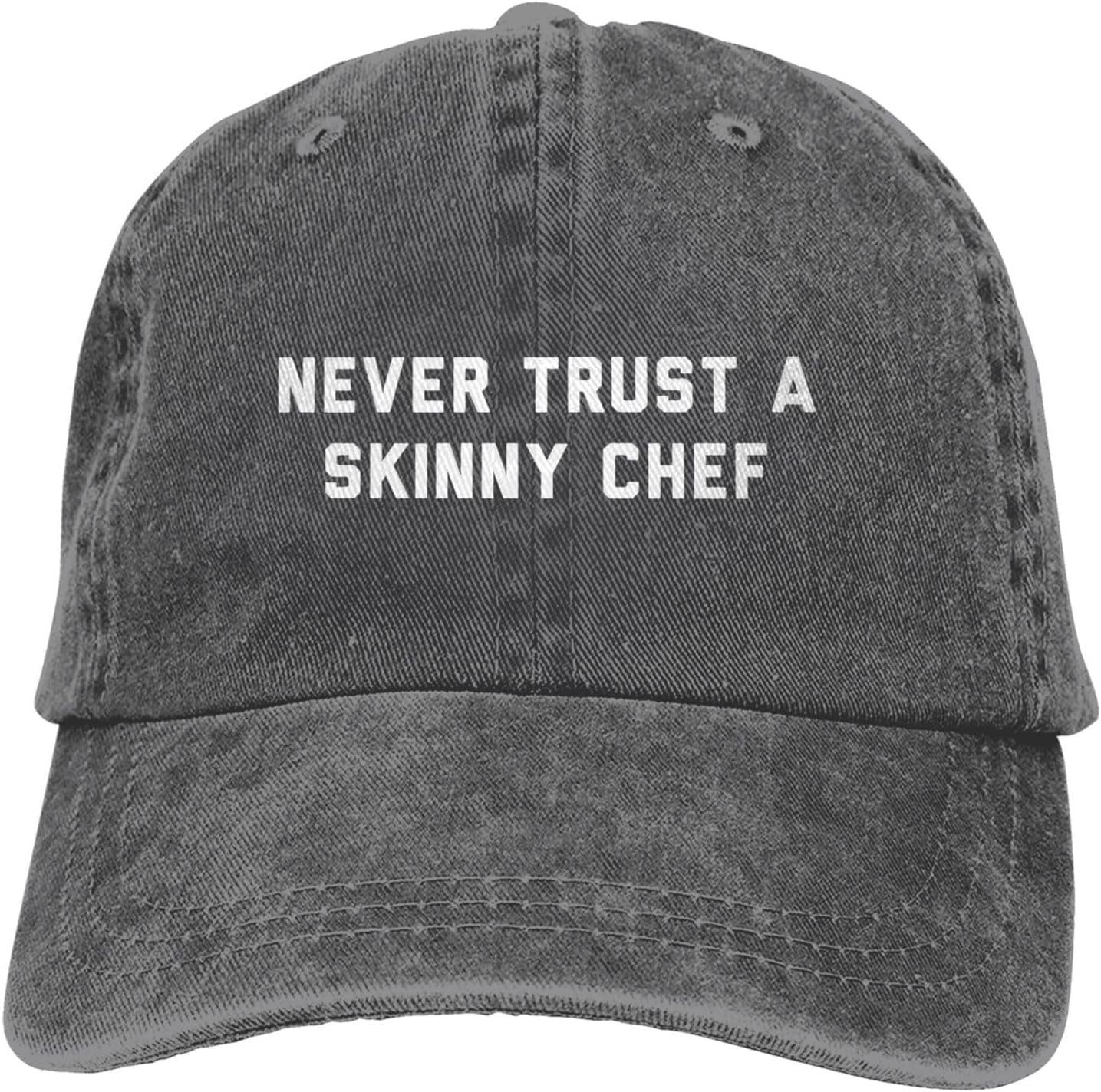Never Trust A Skinny Cook Funny Hat Adjustable Denim Baseball Cap Black ...