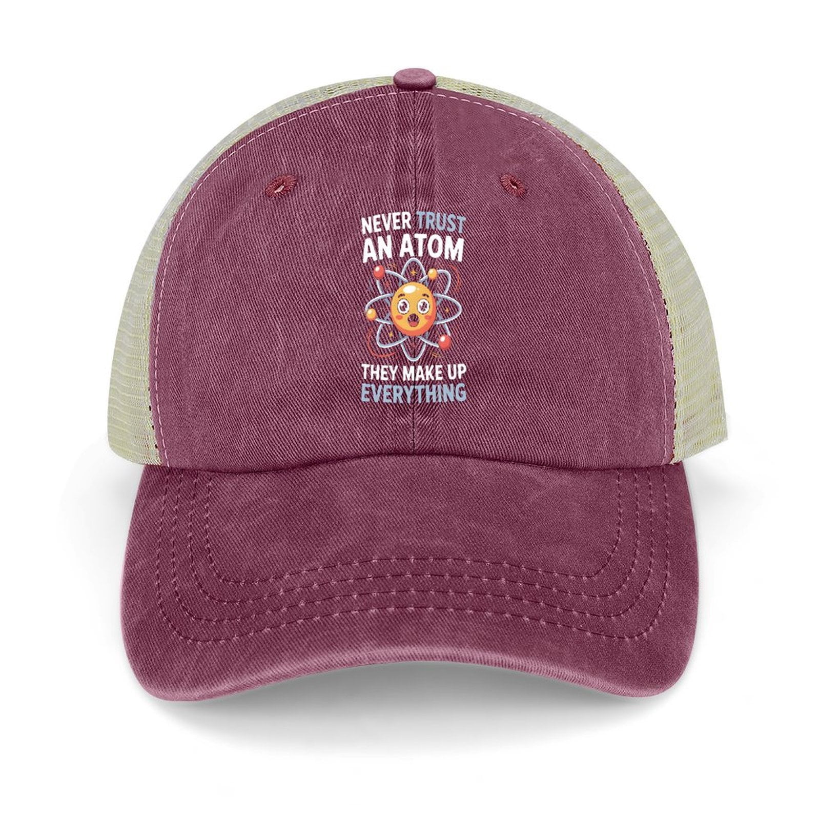 Never Trust An Atom Wine Red Hat Adjustable Funny Fashion Unisex ...