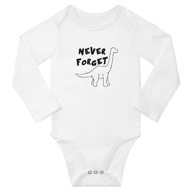 Never forget Dinosaur Funny Baby Long Sleeve Clothing Bodysuits Boy ...