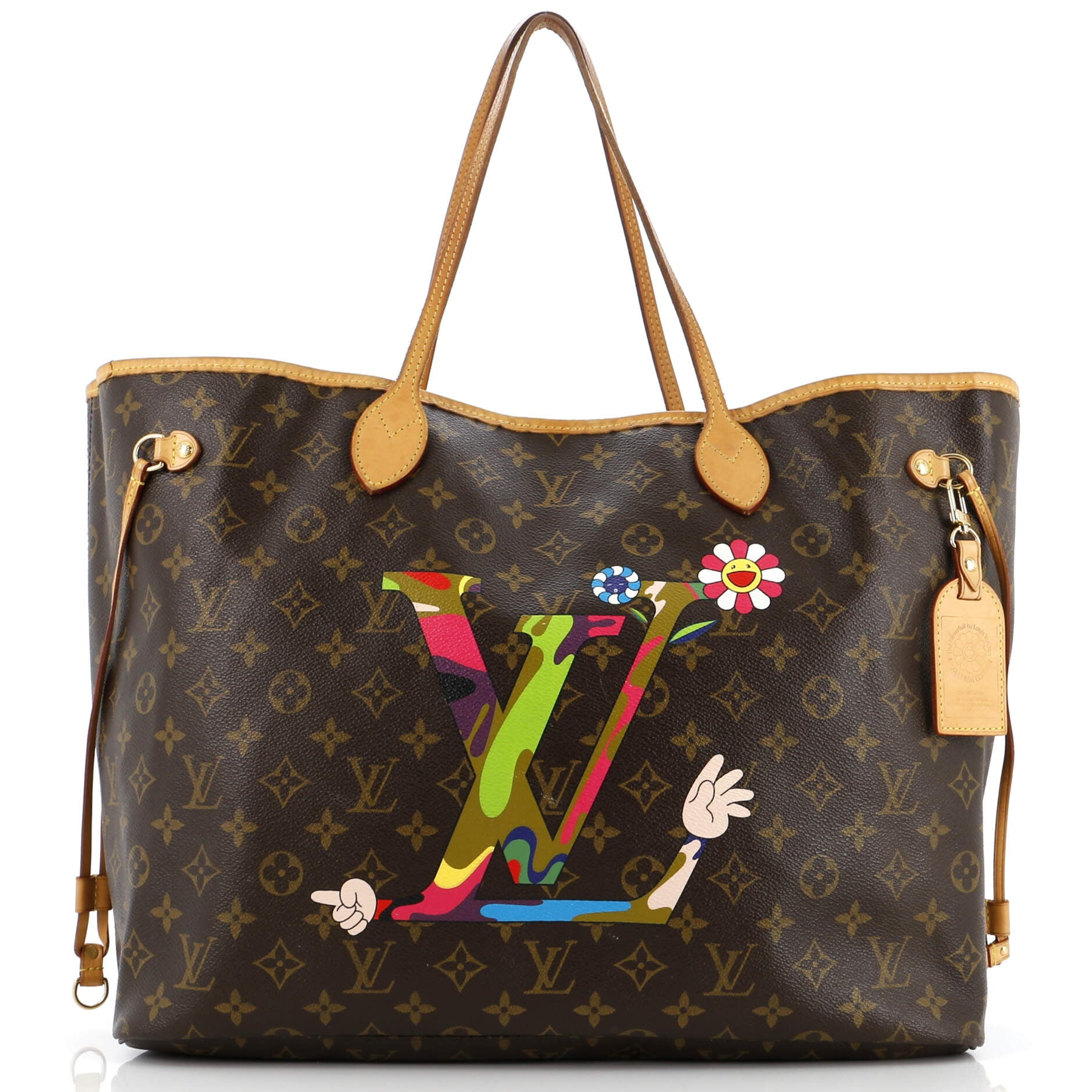 Pre-Owned Neverfull Tote Limited Edition Monogram Murakami MOCA Hands ...