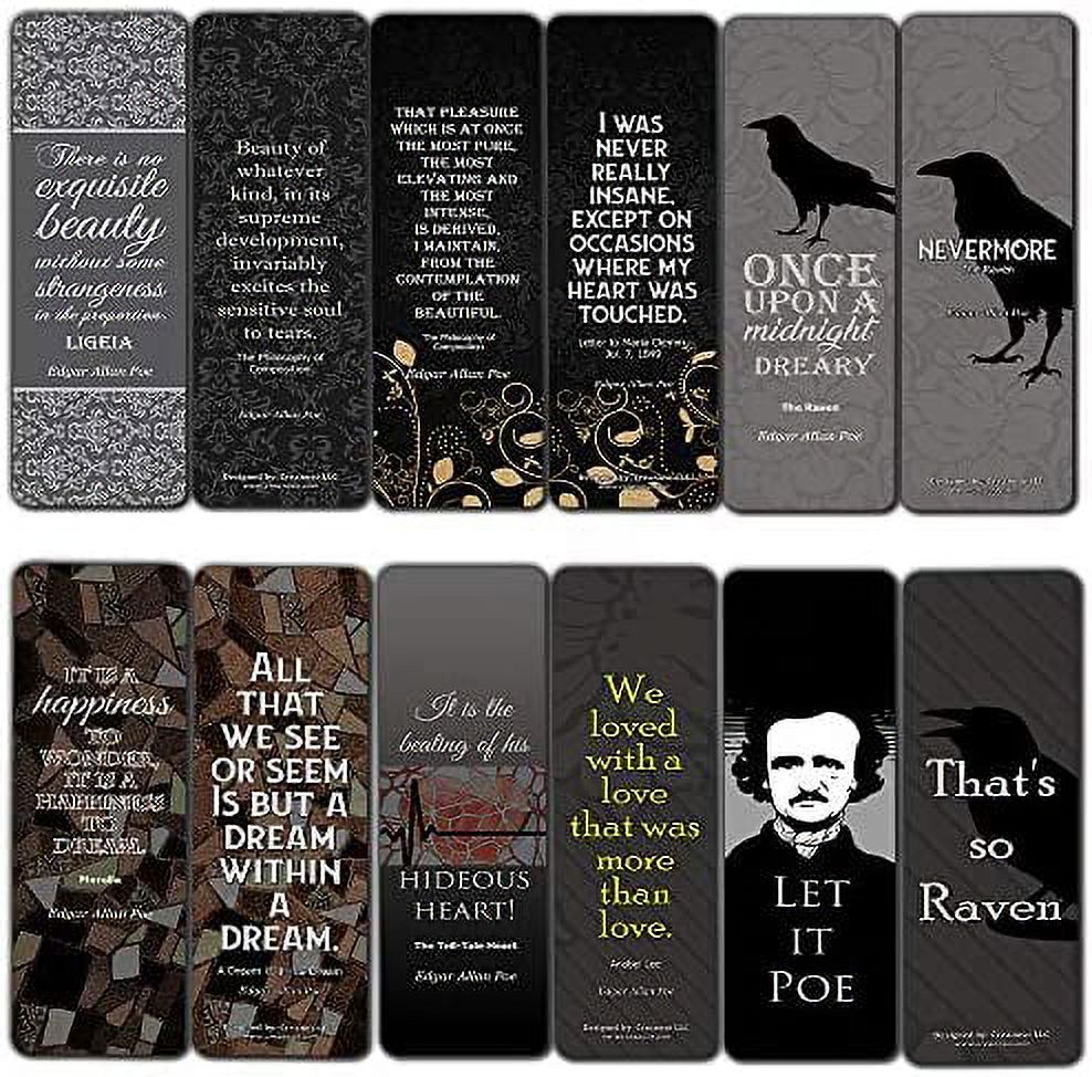 Nevermore Bookmarker Cards Series 1 (30-Pack) - Edgar Allan Poe Gifts ...