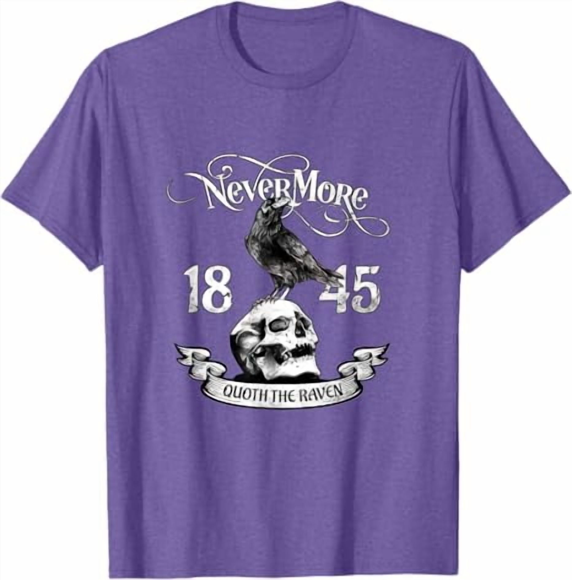 Nevermore Quote The Raven Edgar Allan Poe T-Shirt,Purple Heather Color,Size 3XL - Walmart.com