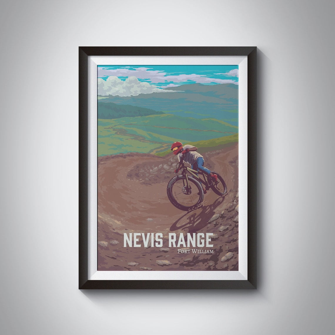 Nevis Range Mountain Biking Poster, Scotland Travel Print, Fort William ...