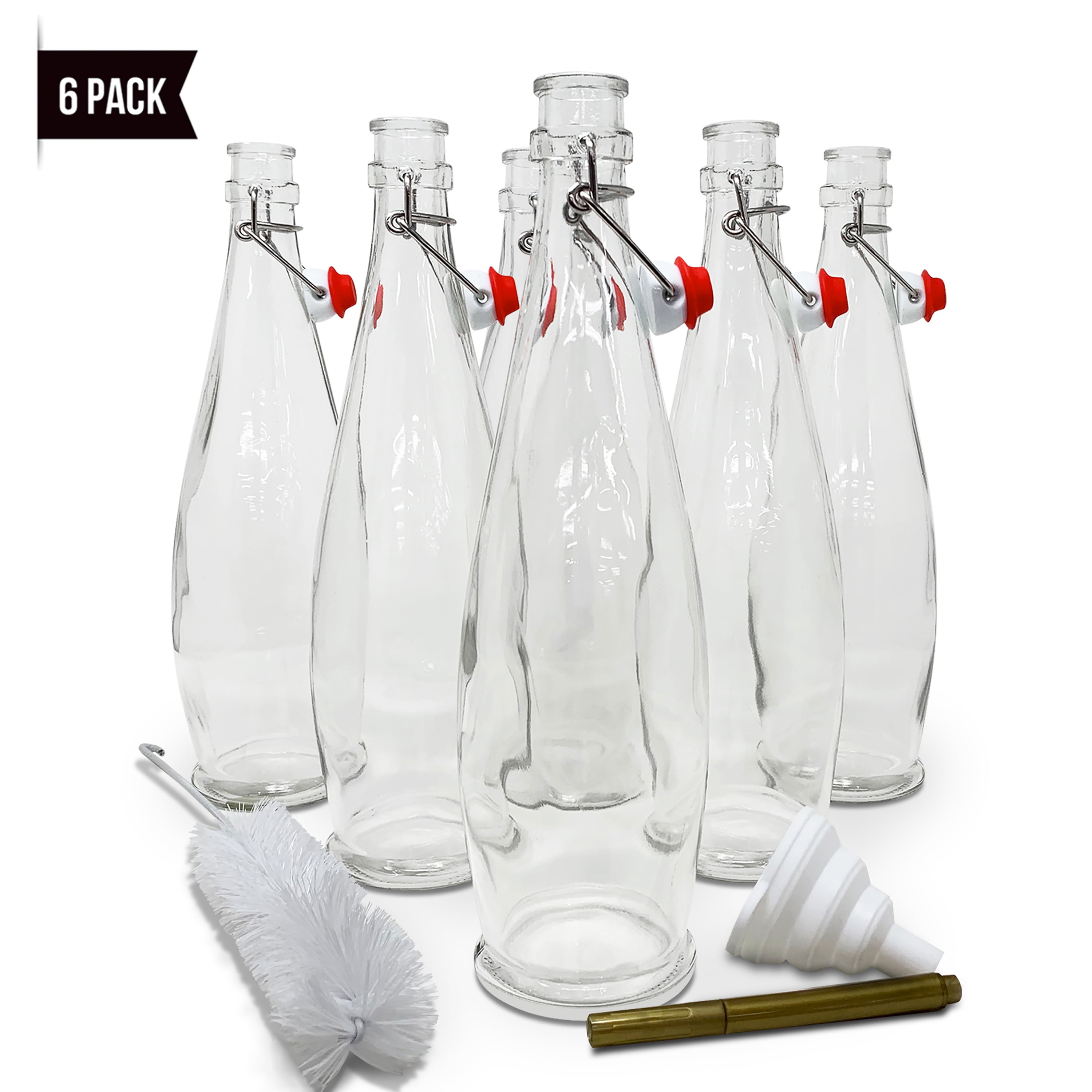 Nevlers 33 oz Teardrop Swing Top Glass Bottles (Pack of 6) | Includes ...