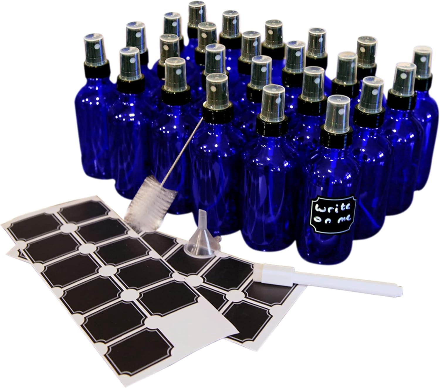 Nevlers 4 oz Cobalt Blue Spray Bottles (Set of 24) | Includes Funnel ...