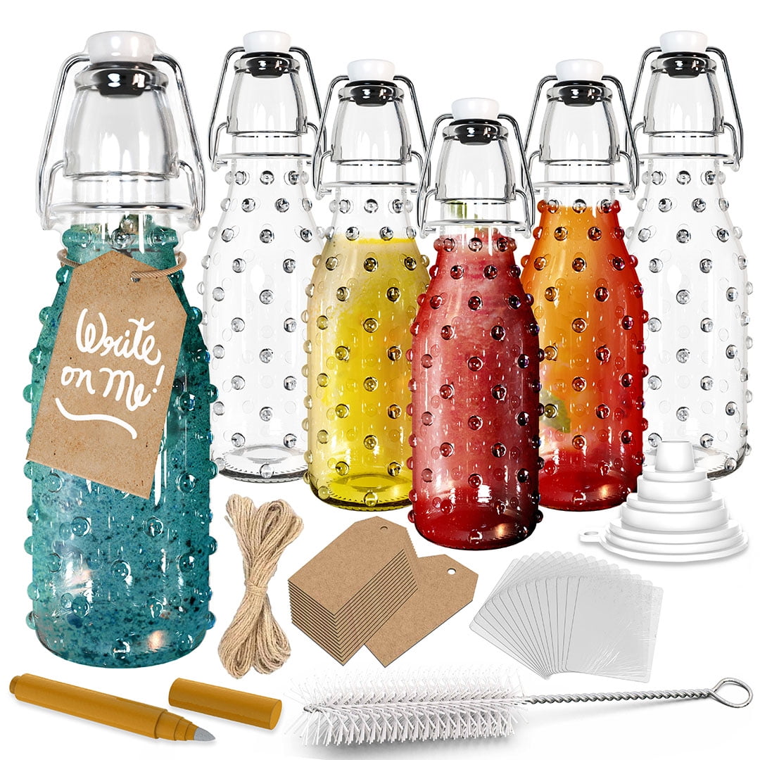 Nevlers 8.5 oz Dotted Swing Top Bottles (Pack of 6) | Includes Funnel ...