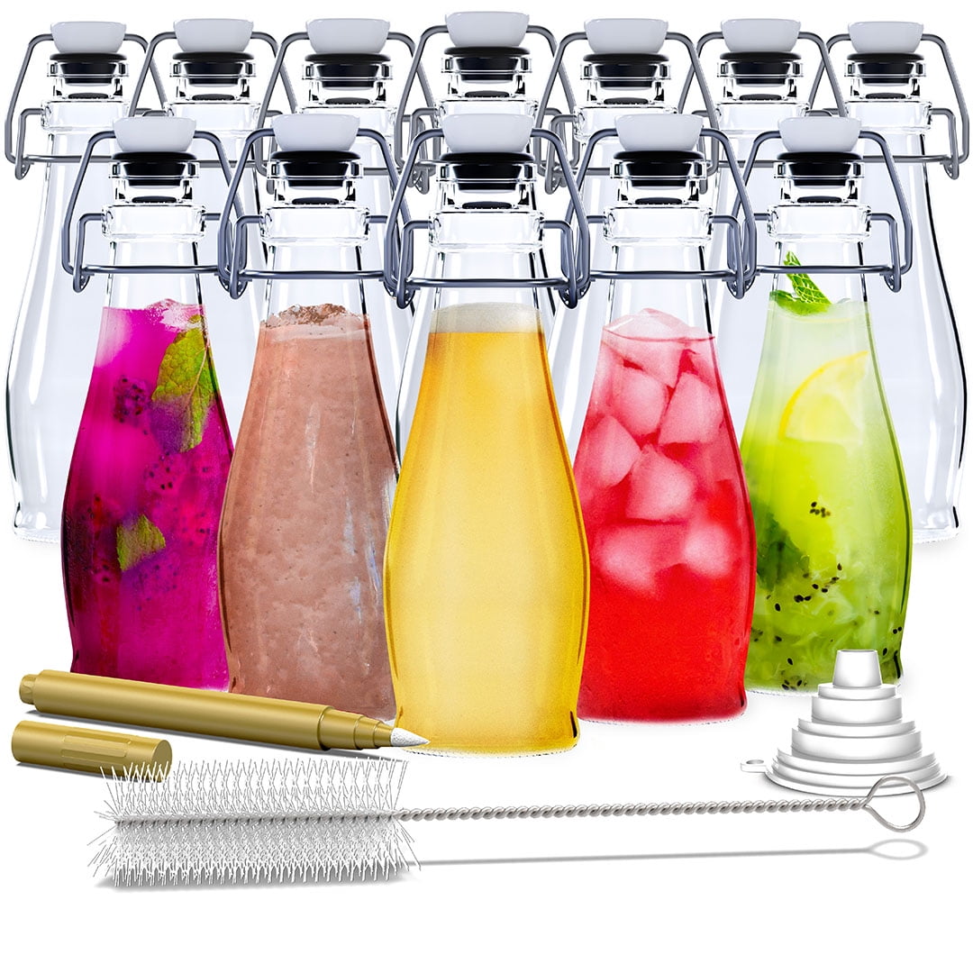 Nevlers 8.5 oz Swing Top Glass Bottles, Resealable Caps, Pack of 12 ...