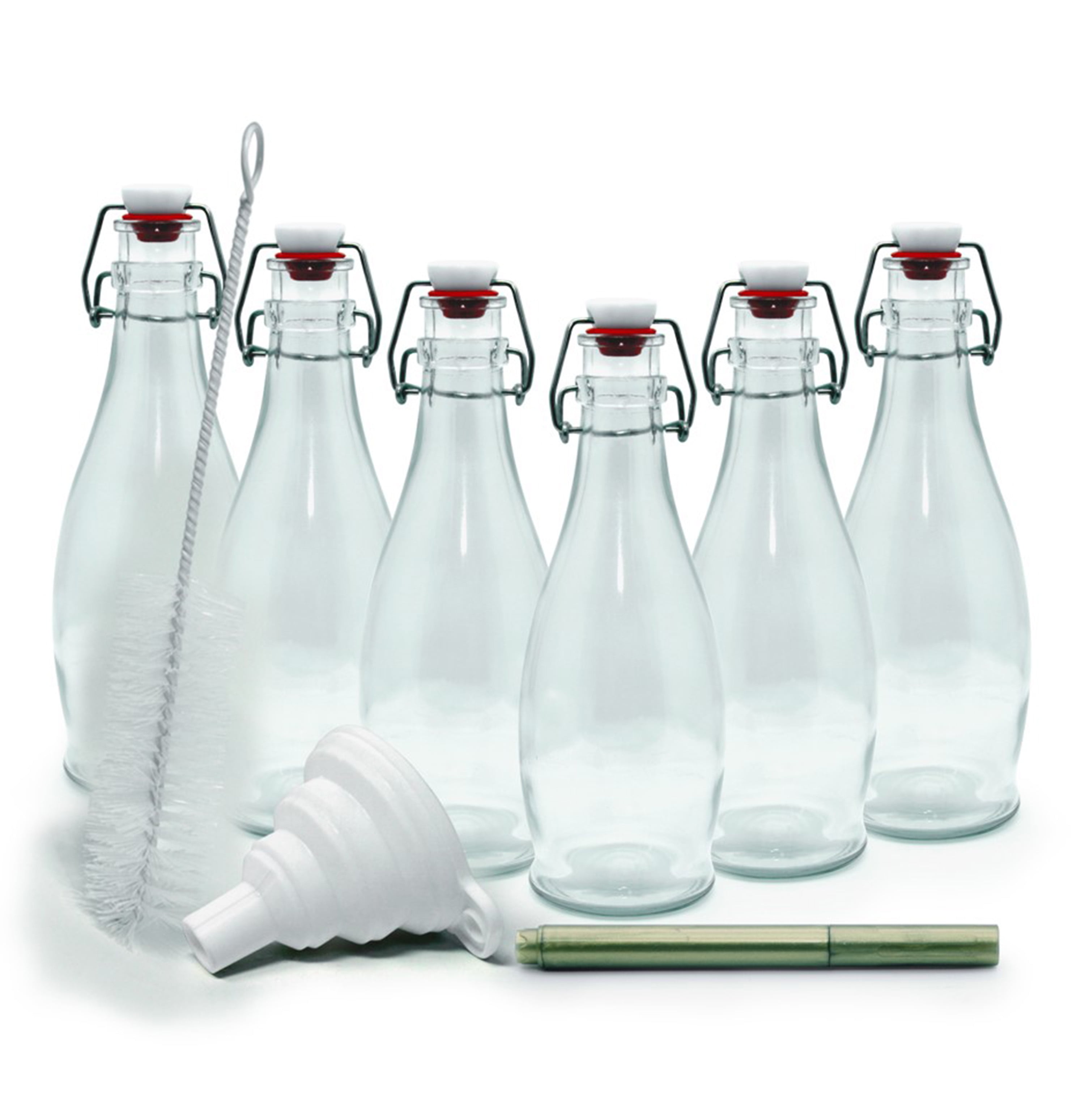 Nevlers 8.5 oz Teardrop Swing Top Glass Bottles (Pack of 6) | Includes ...