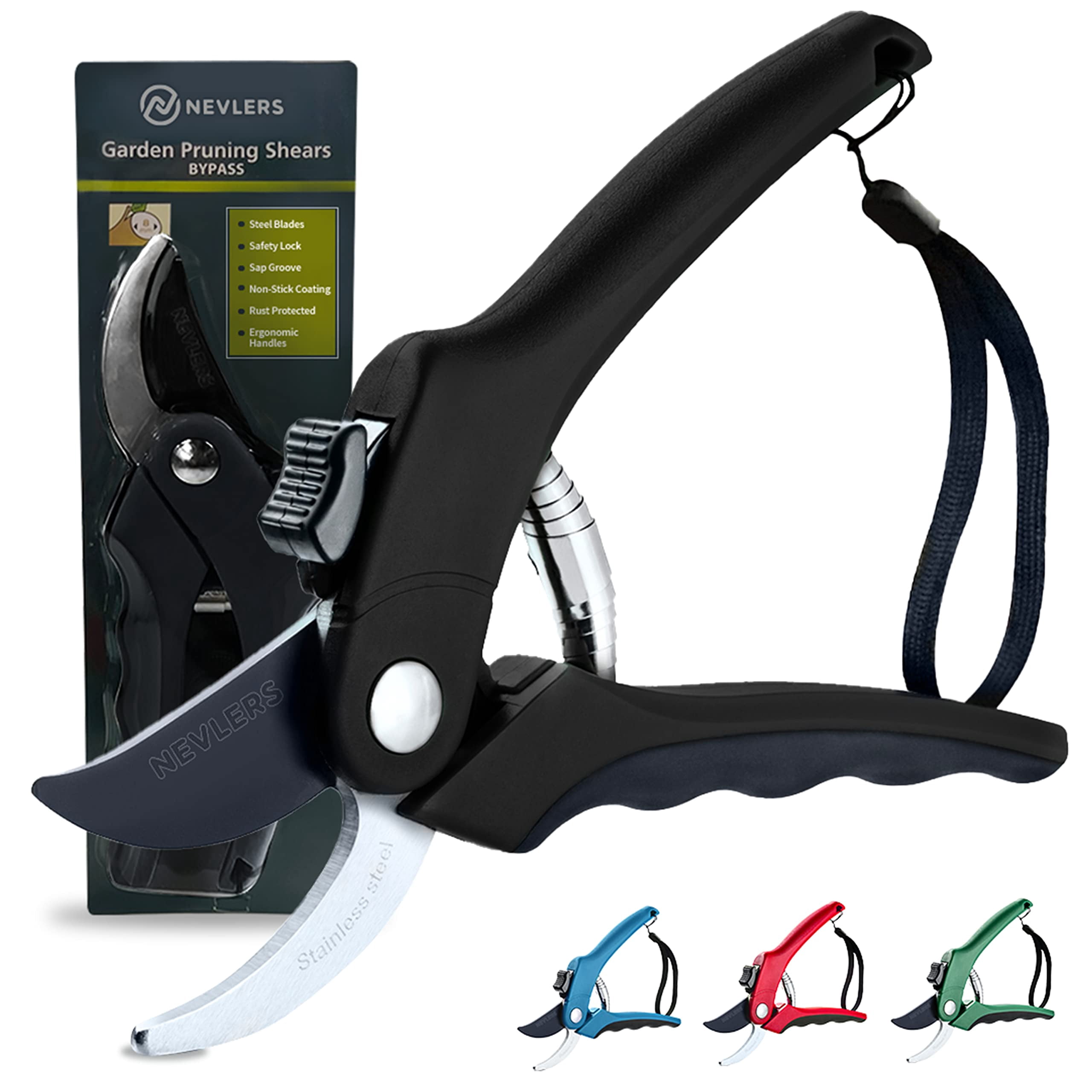 Nevlers 8" Bypass Pruning Shears | Garden Scissors Heavy Stainless ...