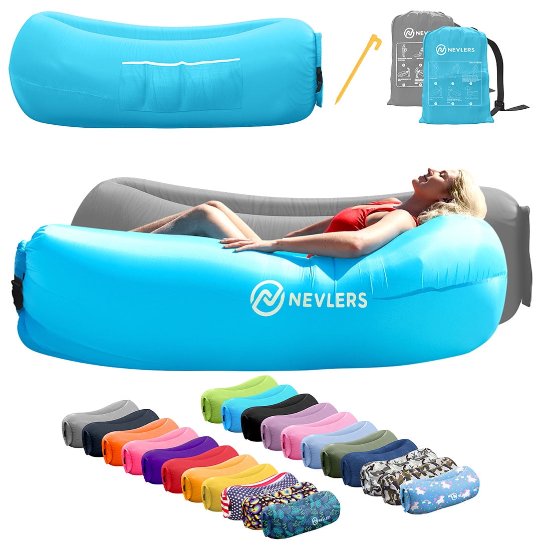 Nevlers Portable Inflatable Lounger Pool Chair, Outdoor & Beach, Blue ...