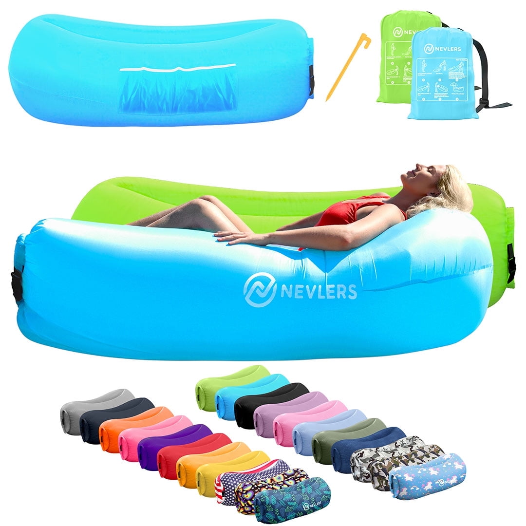 Nevlers Portable Outdoor Pool Lounge Chairs - Blue & Green Inflatable ...