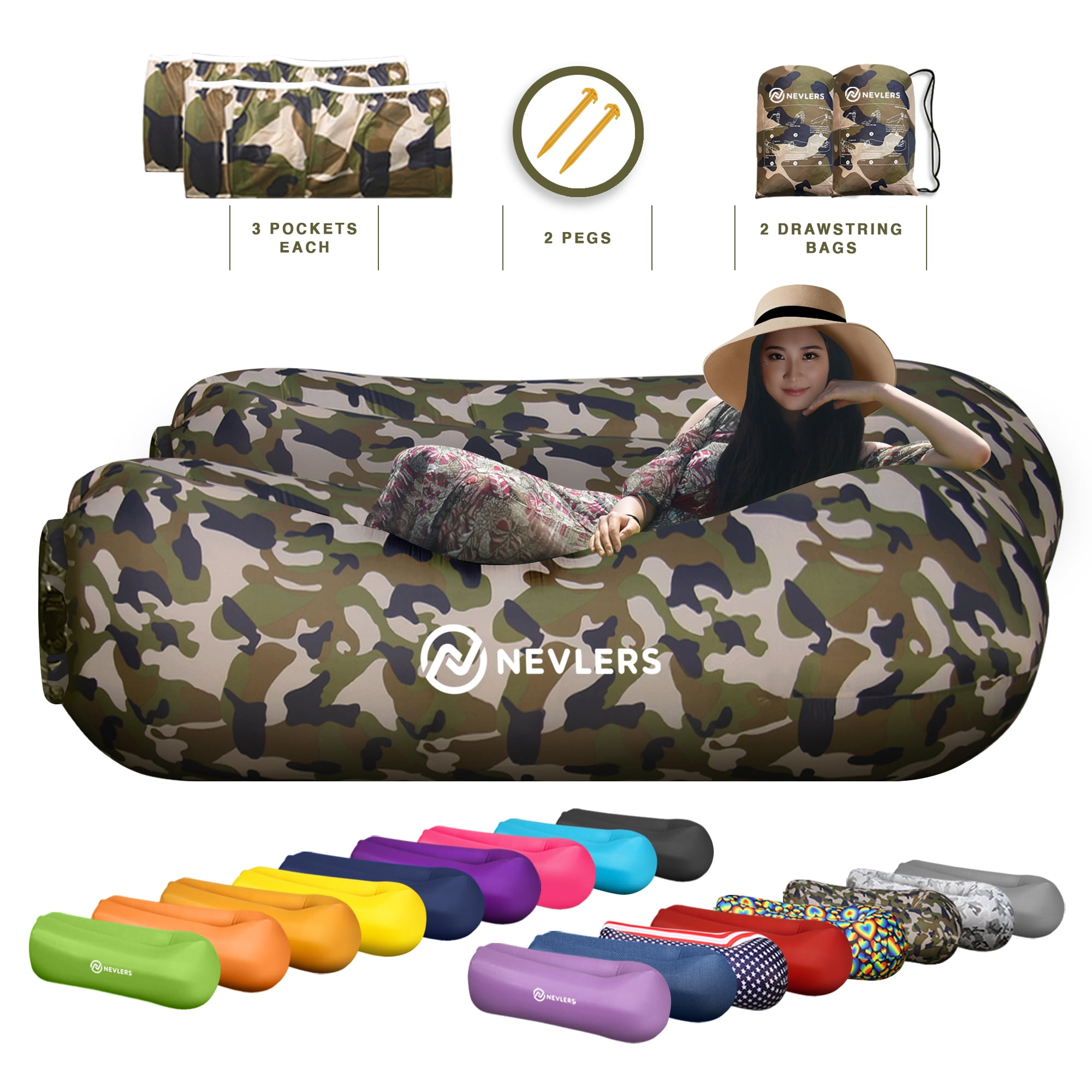 Free Shipping! Nevlers Camouflage Inflatable Lounger (2 pack) with ...