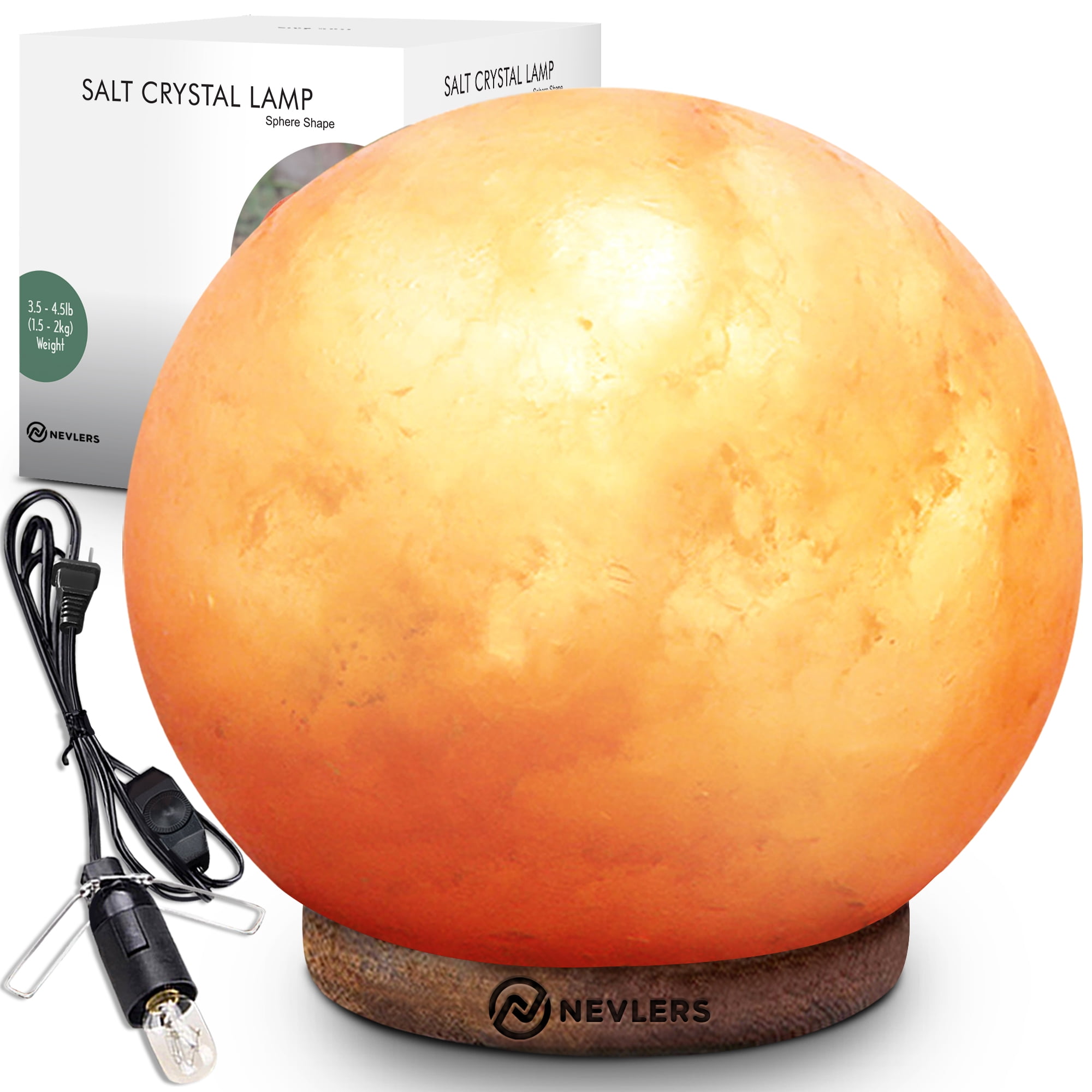 Nevlers Natural Pink Himalayan Salt Sphere Lamp - Includes 15 Watt ...