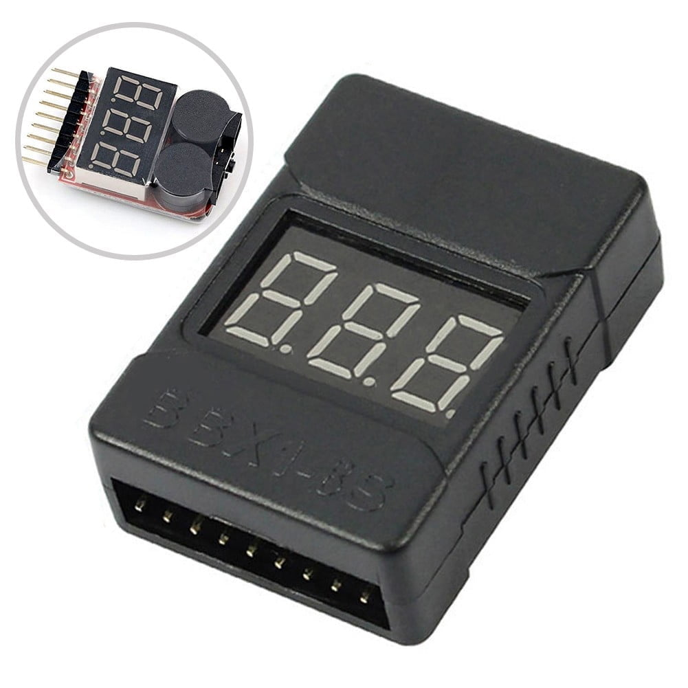 New 1-8S Lipo/Li-Ion/Fe Battery Low Voltage Meter Tester Buzzer Alarm ...
