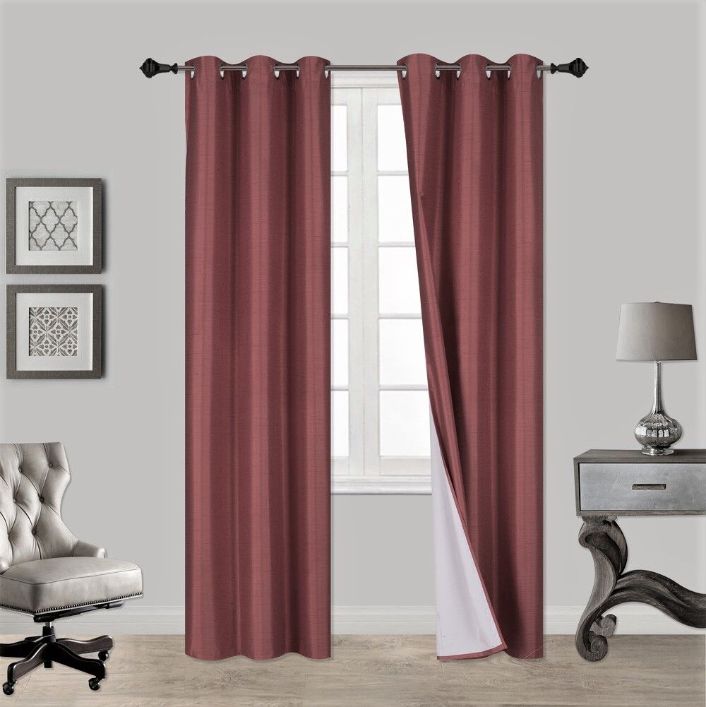 New 1 Set Braonze Grommet Window Dressing Lined Panel Curtain Treatment ...