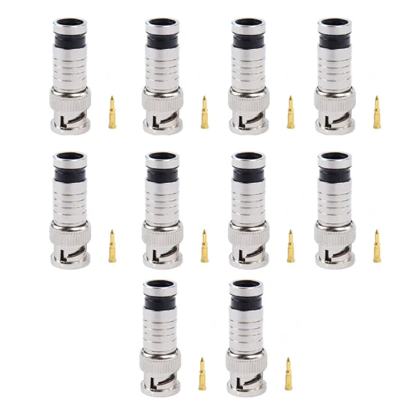 New 10*Premium Adapter Bnc Compression Connector For Cctv Camera Rg6 Coax Cables - Walmart.com