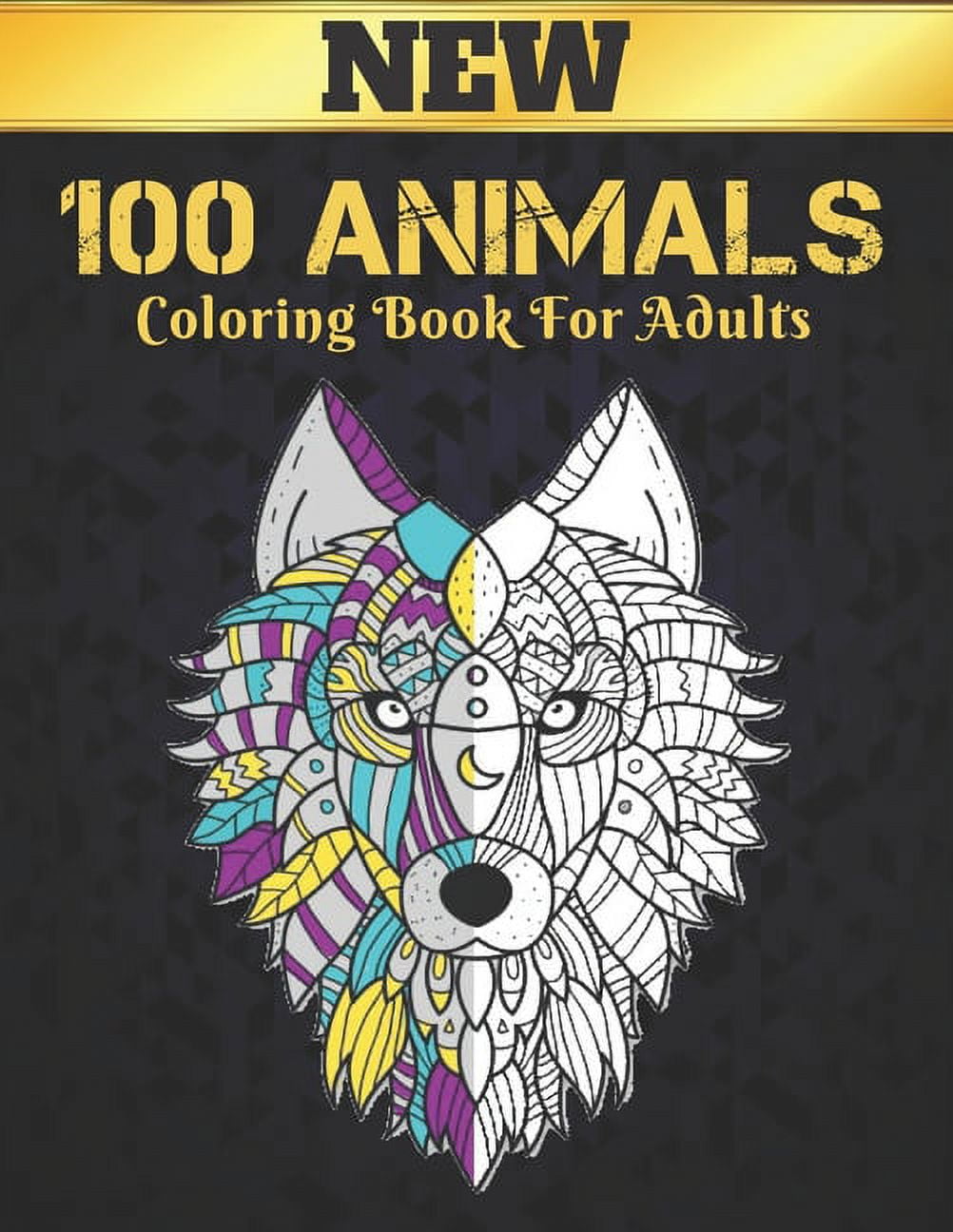 New 100 Animals Coloring Book: Stress Relieving 100 One Sided Animal ...