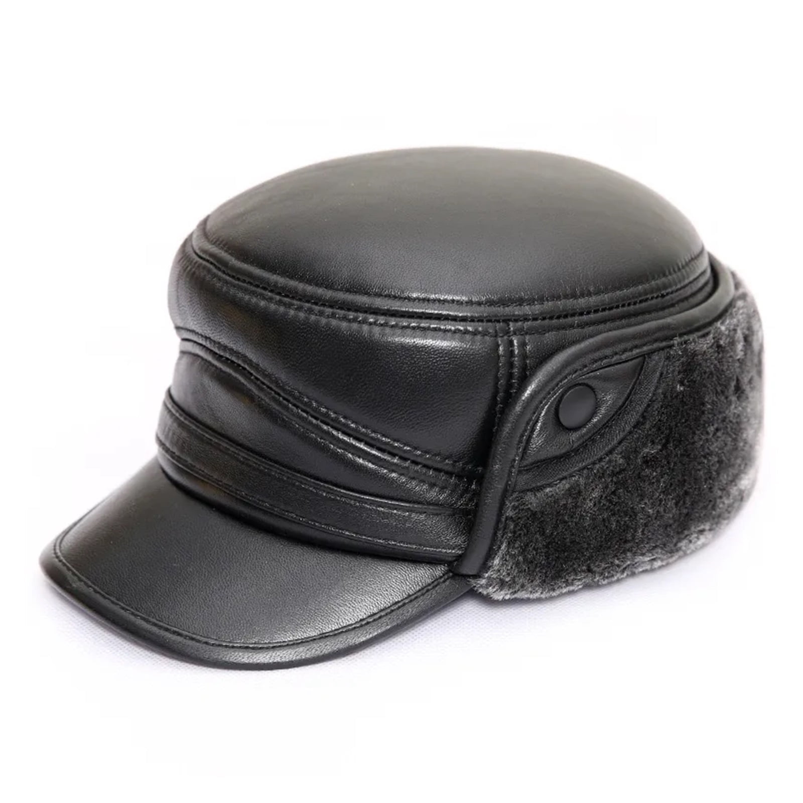 New 100% Genuine Leather Earmuffs Sheep Skin Leather Hat Duck Tongue ...