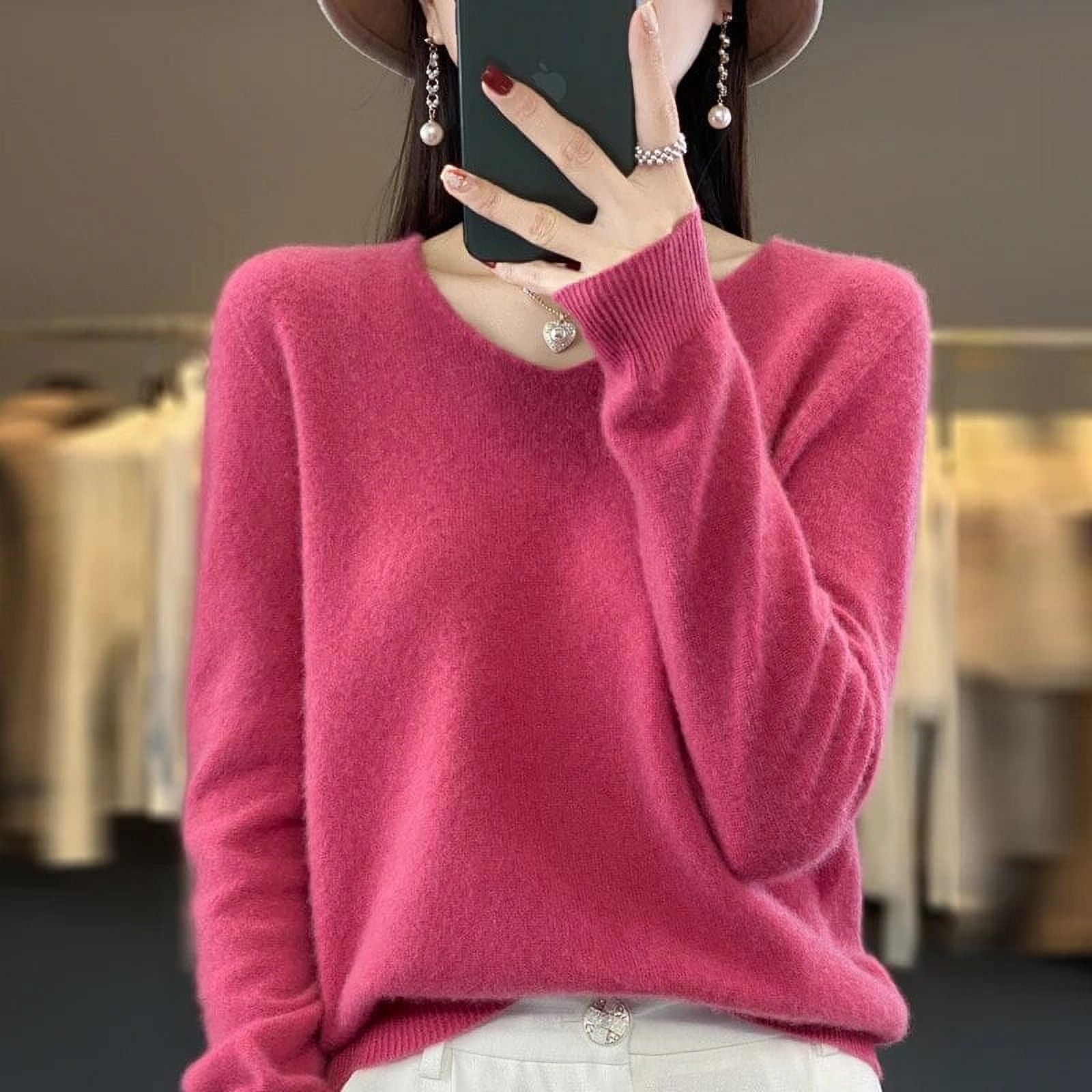 New 100% Merino pure wool sweater in autumn and winter women‘s V-neck ...