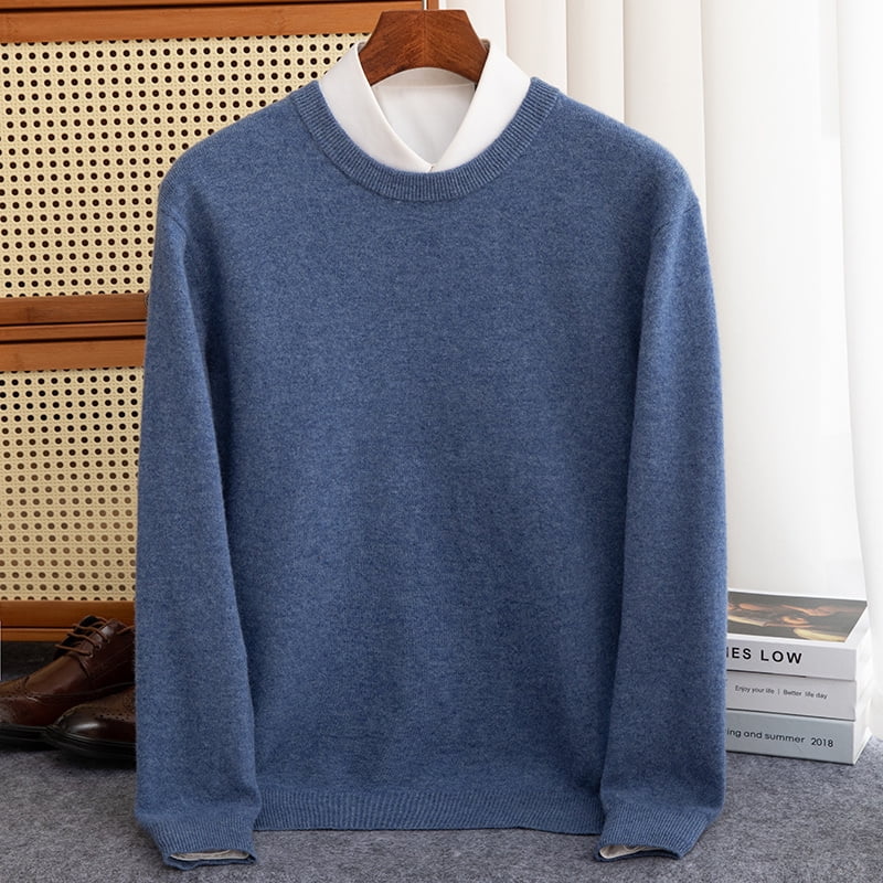New 100% Pure Wool Sweater Men‘s Autumn Winter O-Neck Pullovers ...