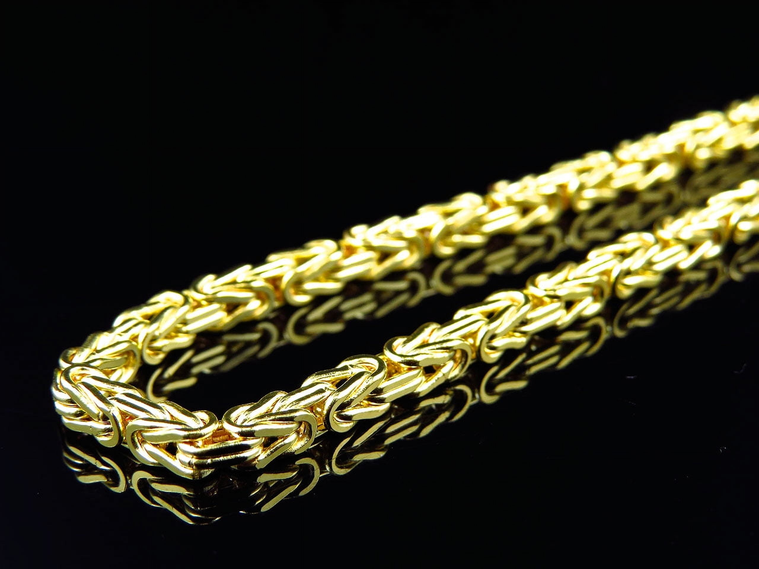 New 10k Yellow Gold Byzantine Italian Link Style Chain Necklace (3mm ...
