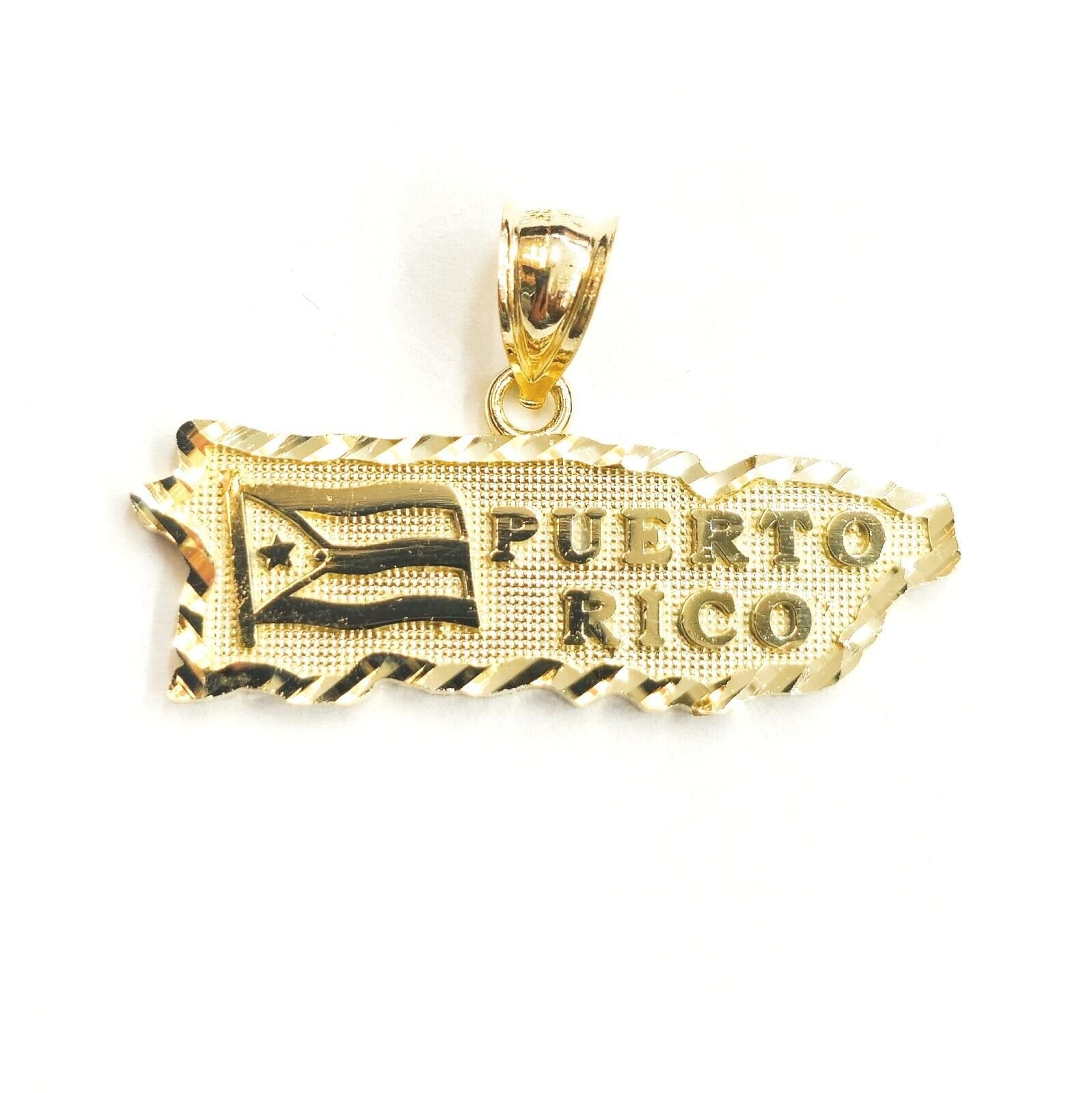 New 10k yellow gold Puerto Rico outline map pendant charm gift fine ...