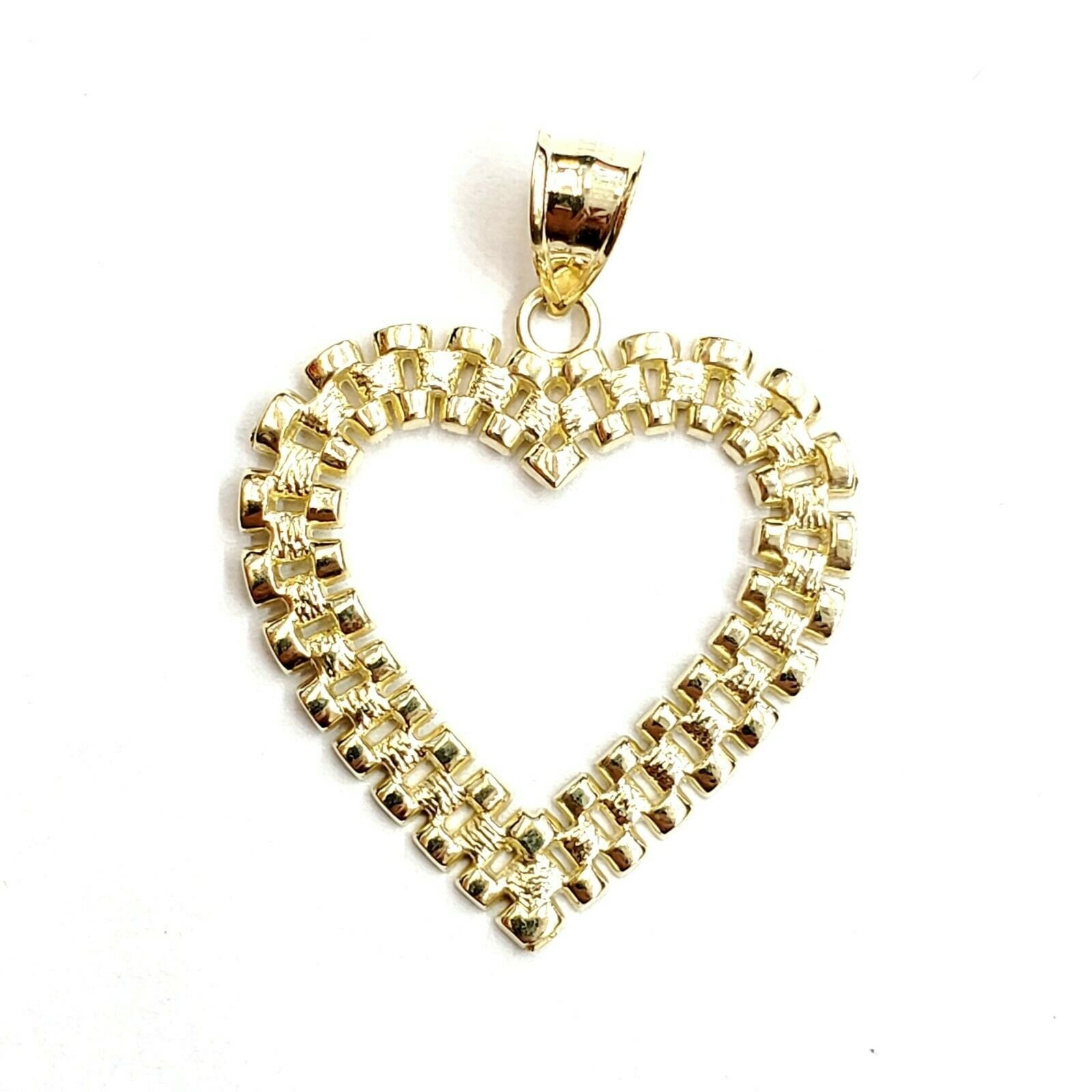 New 10k yellow gold heart pendant charm love Amor fine gift women ...