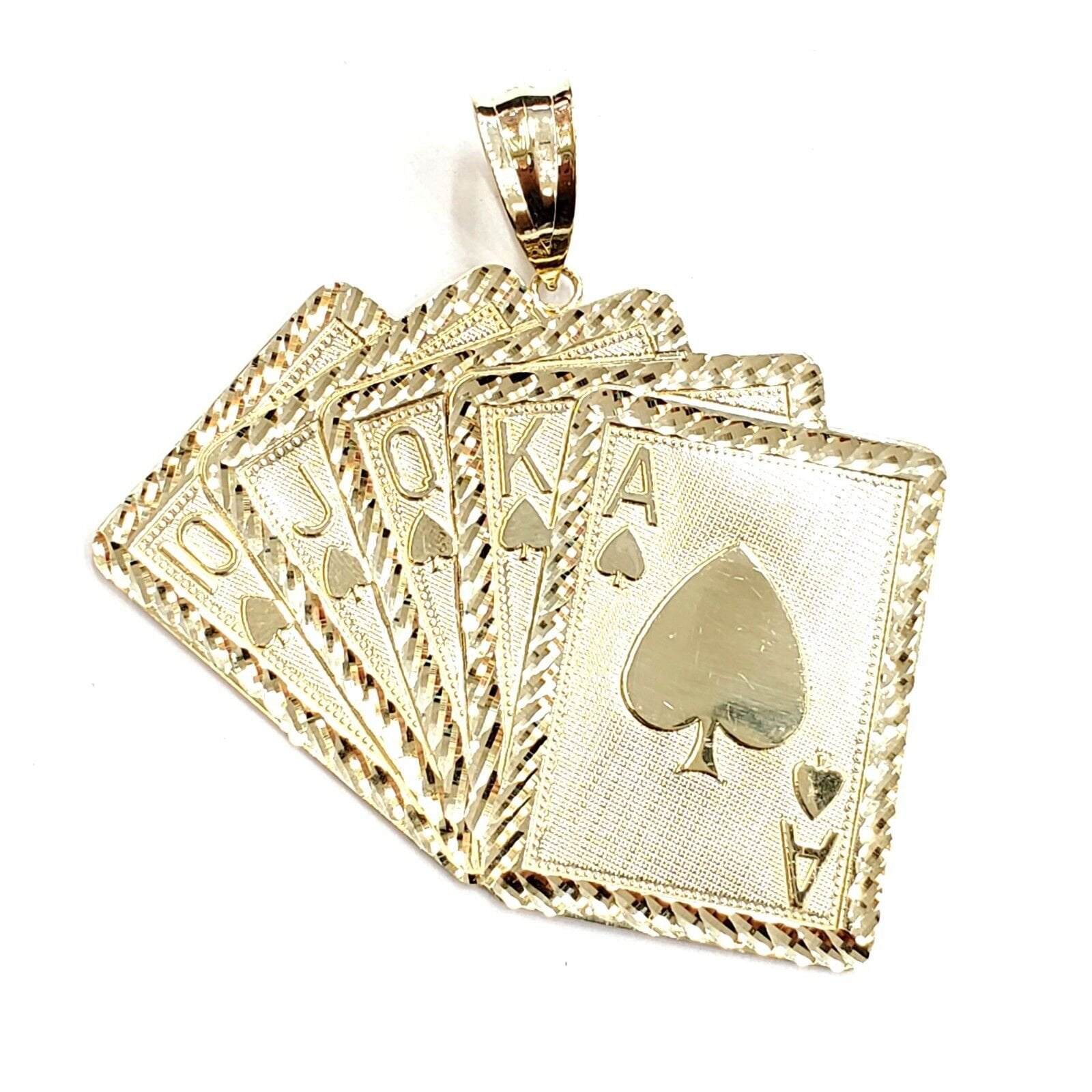 New 10k yellow solid Gold playing card Pendant charm casino fine ...