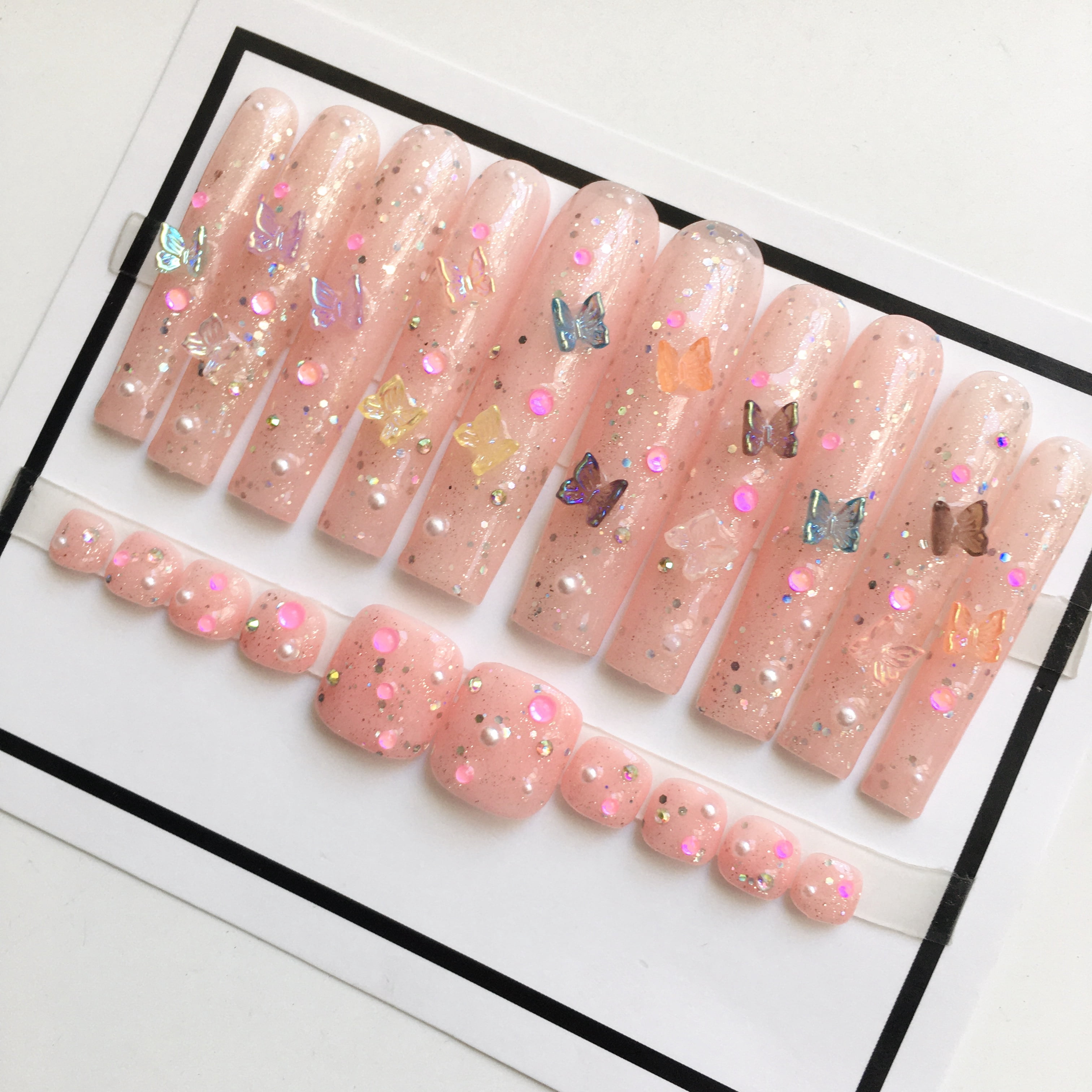 New 10pcs Handmade Short 3D handpainted duck Nails Gentle French Style ...