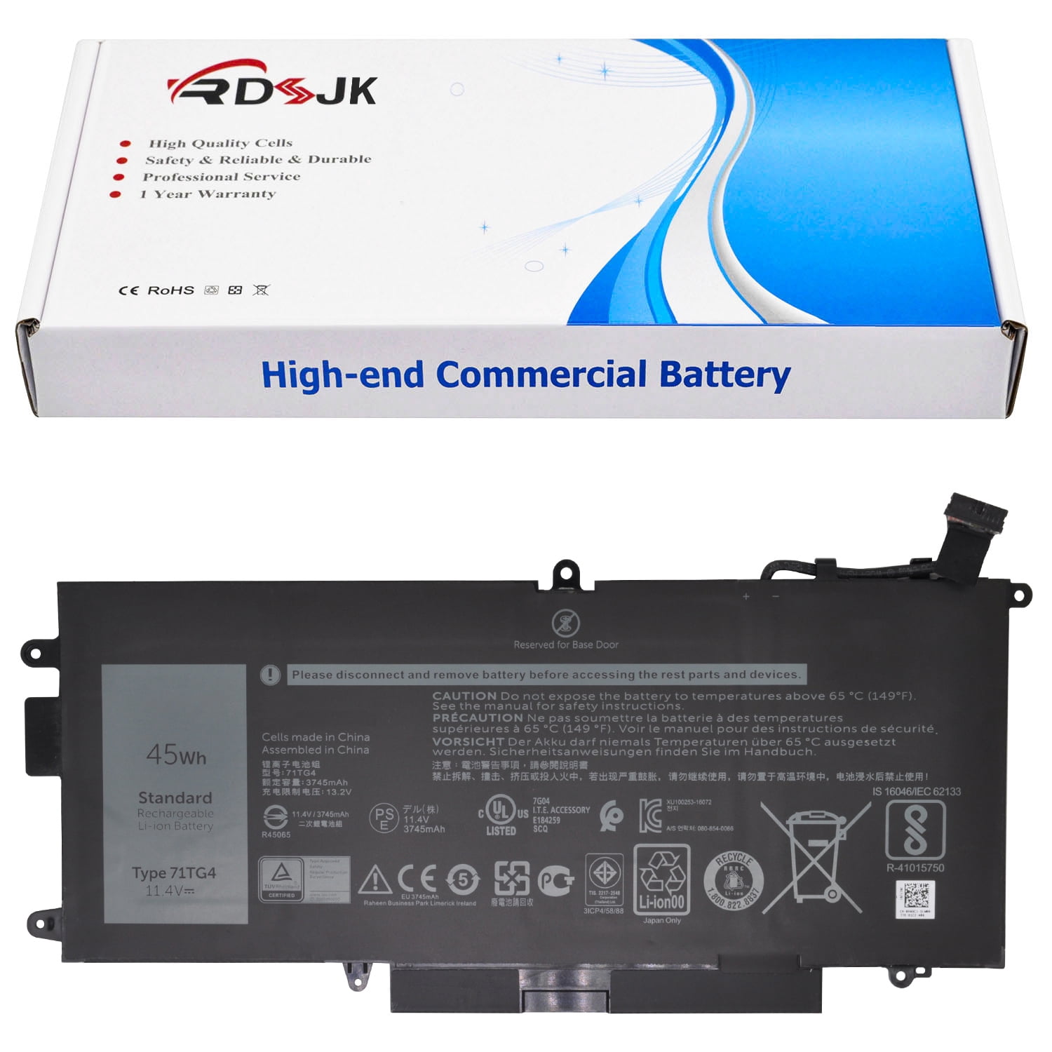 New 11.4V 45Wh 71TG4 Laptop Battery for Dell Latitude 5289 7389 P29S001 ...