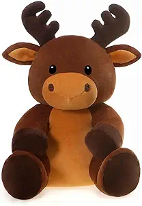 New 12 Inch Moose Stuffed Animal Toy - Huggy Huggables, Soft Plush Make ...