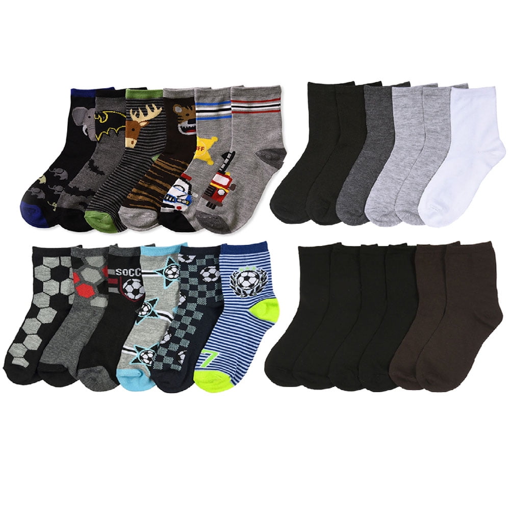 AllTopBargains 12 Pairs Kids Boys Crew Socks, Animal Print, Lightweight ...