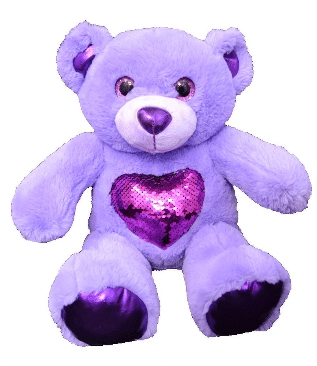 Plush Gear 16" Glitz Purple Teddy Bear Plush Toy with Sparkly Eyes for ...