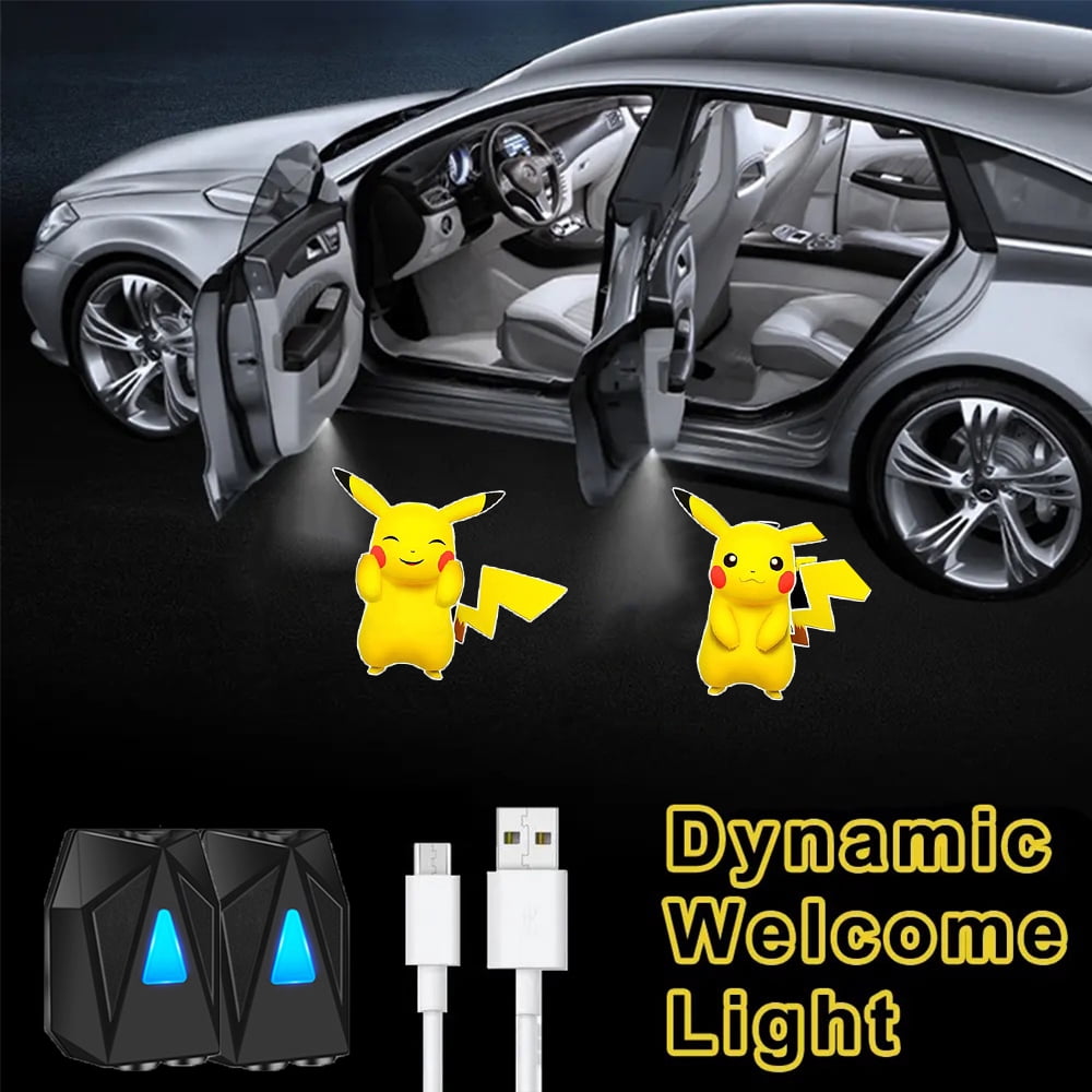 New 2 X Car Wireless Induction Dynamic Projector Cartoon Yellow ...