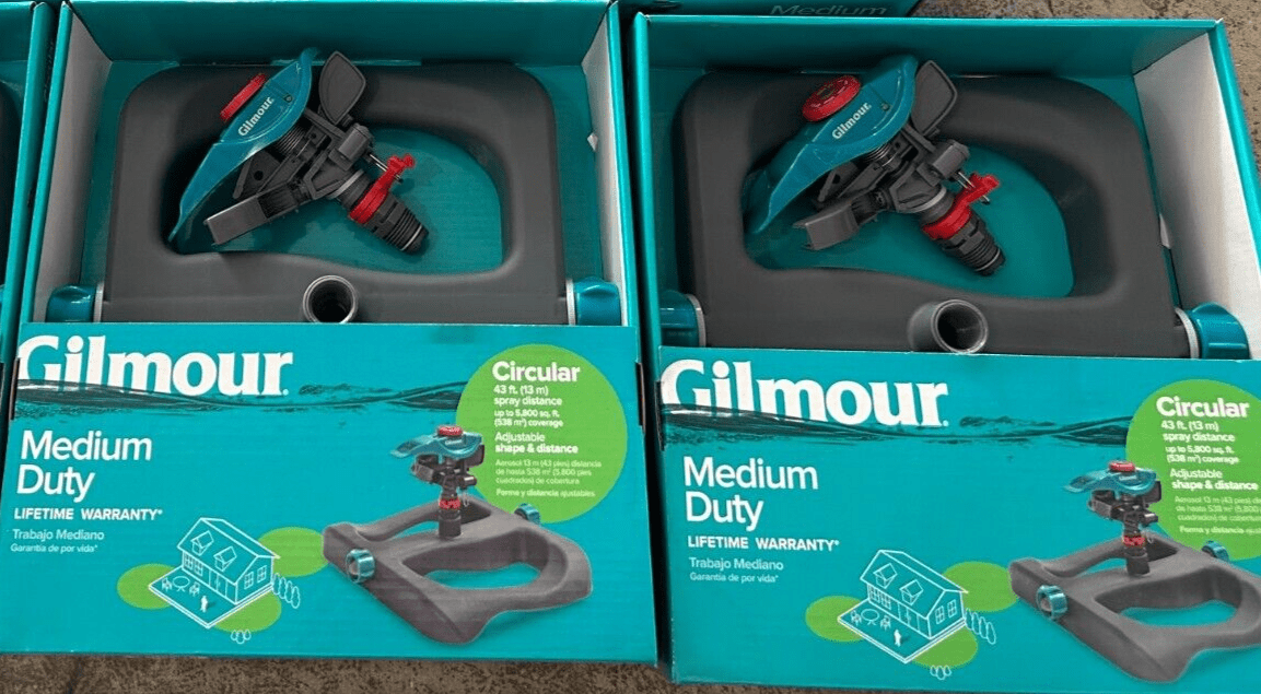 New 2-pack GILMOUR MEDIUM DUTY CIRCULAR SPRINKLER 43' SPRAY DISTANCE ...