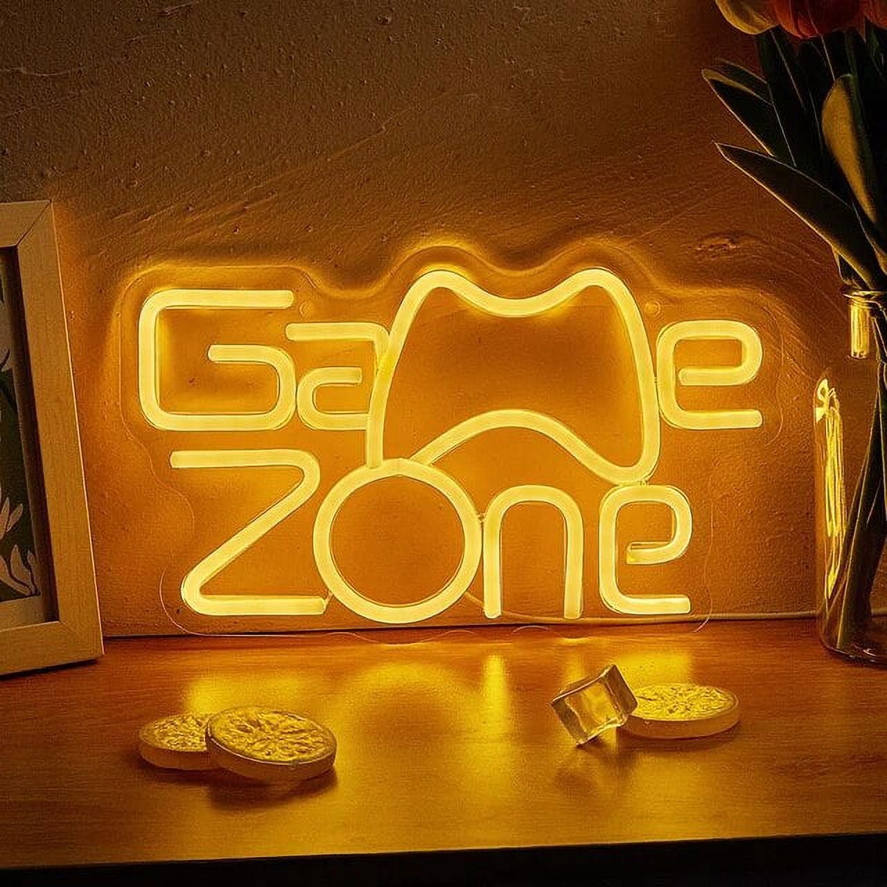 For LED Neon Game Zone USB Powered Neon Signs Night Light 3D Wall Art ...