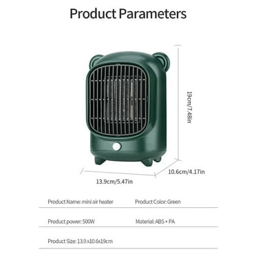 Soleil Electric Personal Ceramic Mini Heater 250W Indoor Mint MH-08M ...